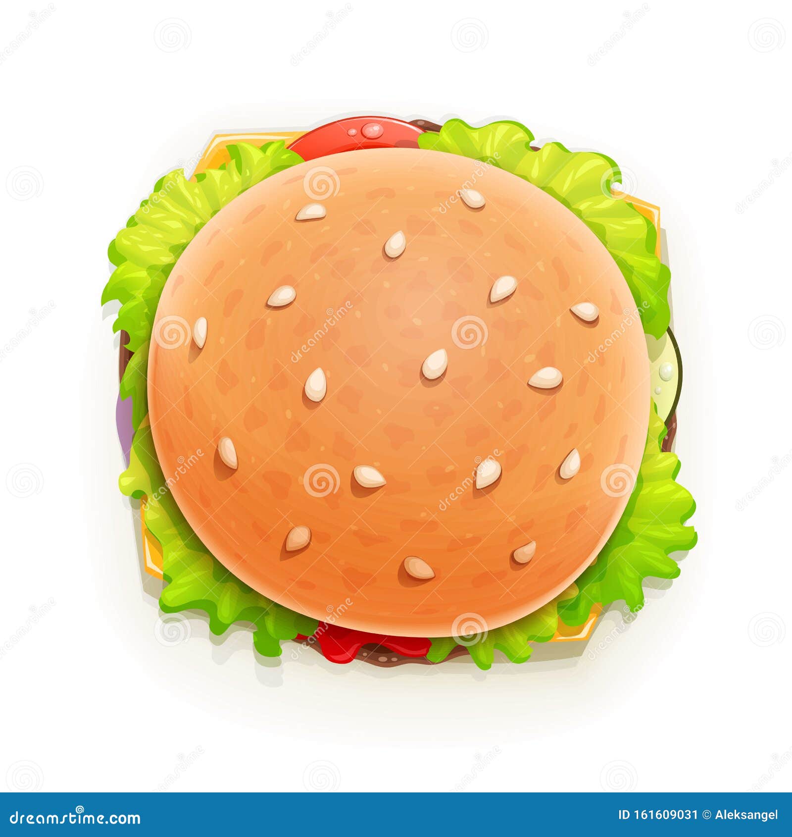 Hamburger. Fast Food. Top View. Vector Illustration. Stock Vector ...