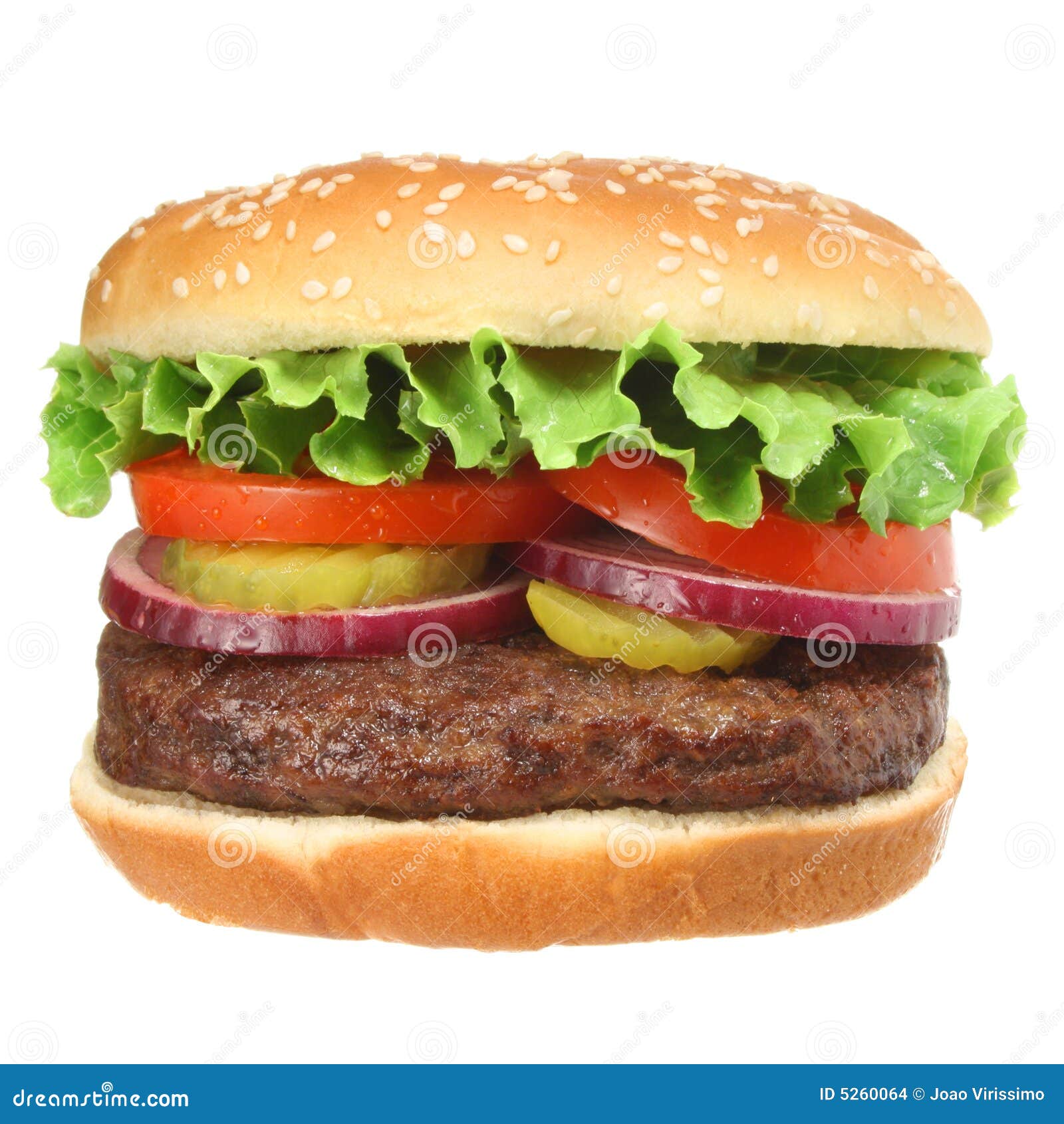 Hamburger with Fixings Isolated on White Stock Photo - Image of savory ...