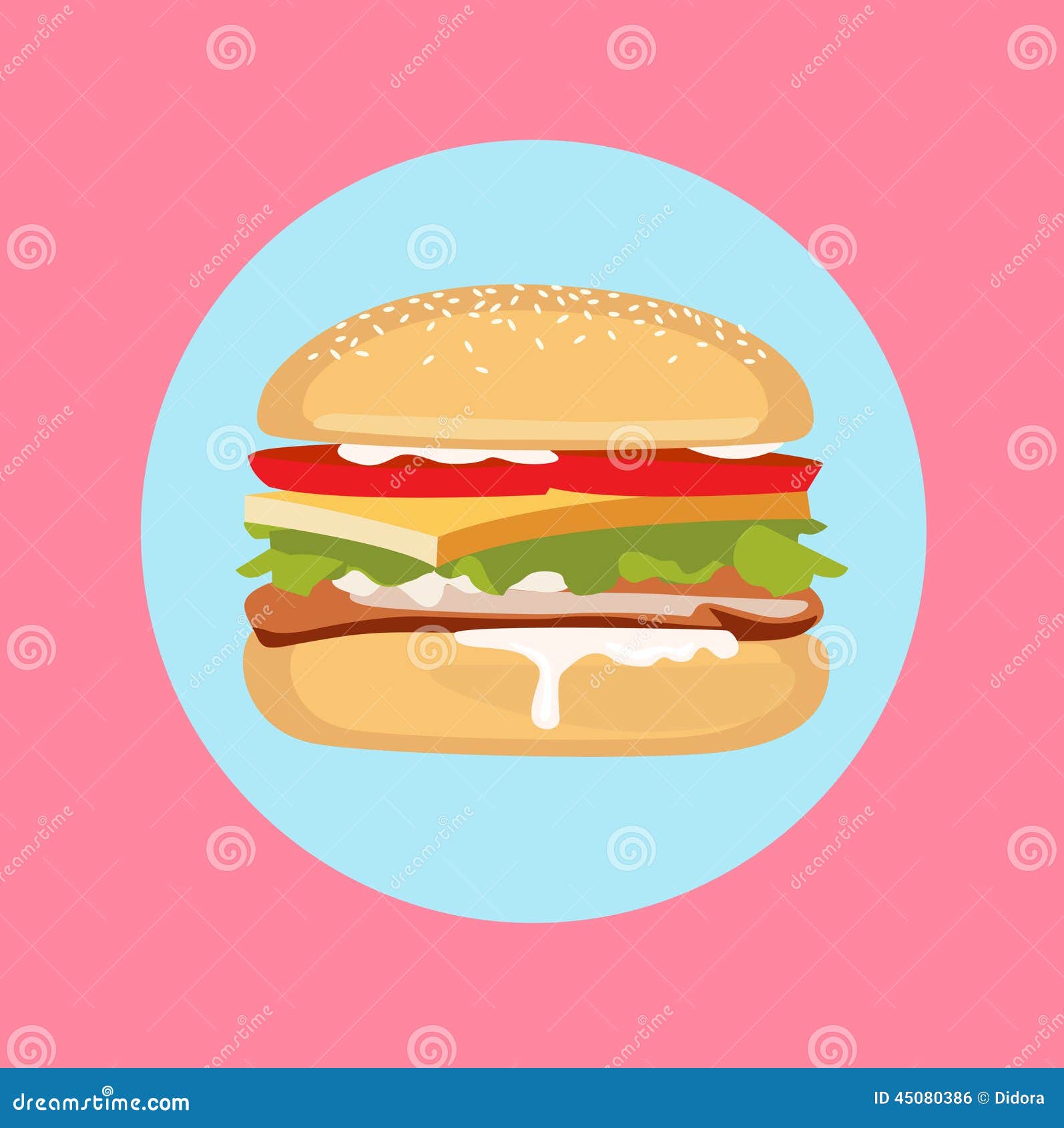Hamburger Flat Design Vector Stock Vector - Illustration of design ...