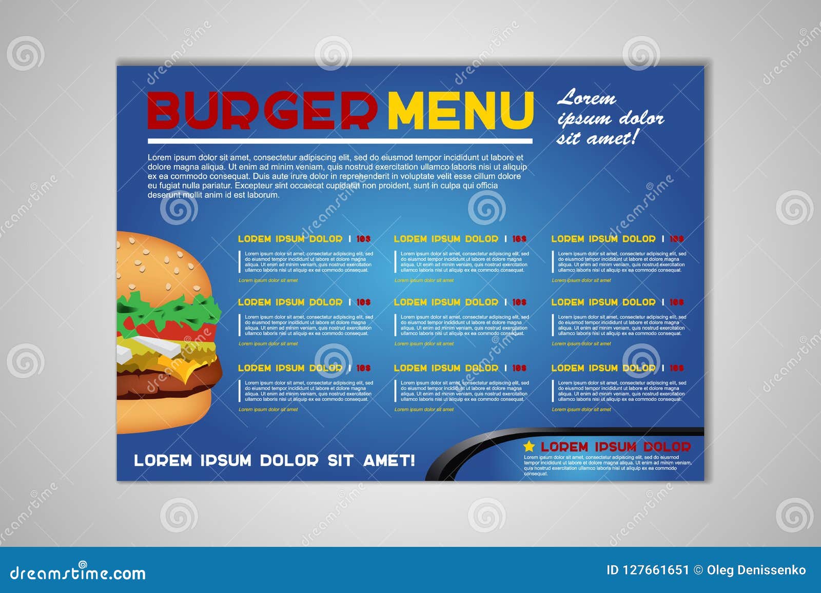 Hamburger Flyer Design Vector Template In A4 Size. Brochure And Layout ...