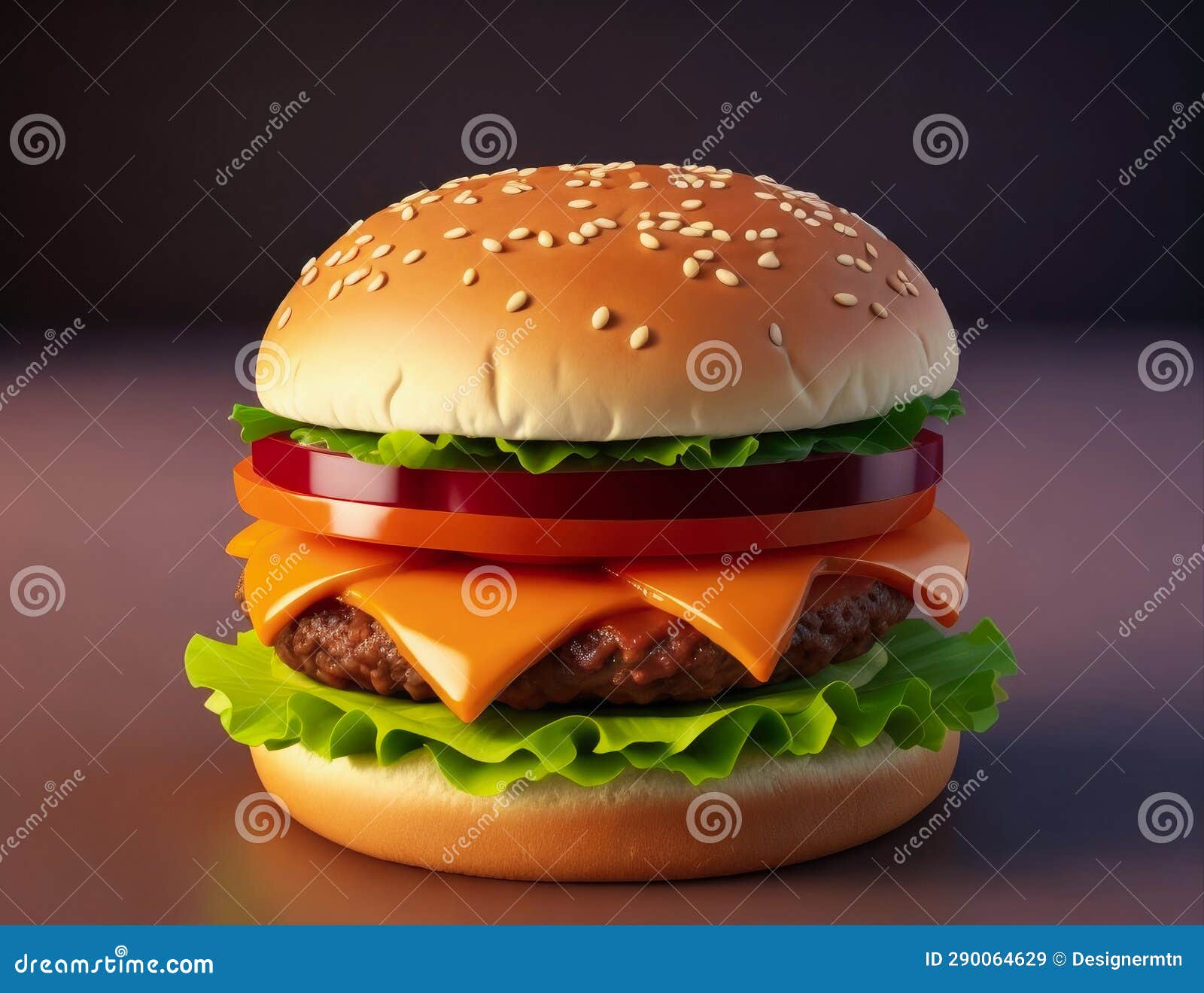 Hamburger Fresh Burger Fast Food with Beef and Cheddar Cheese Stock ...