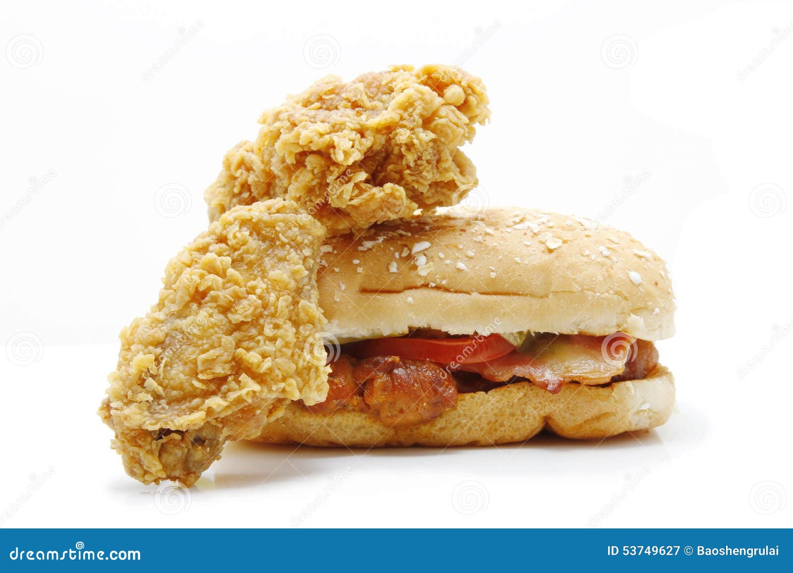 Hamburger and Fried Chicken Legs Stock Image - Image of dish, color ...