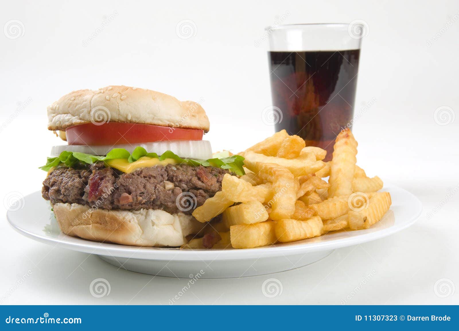 Hamburger Fries and a Soda Pop Stock Image - Image of cheese, white ...