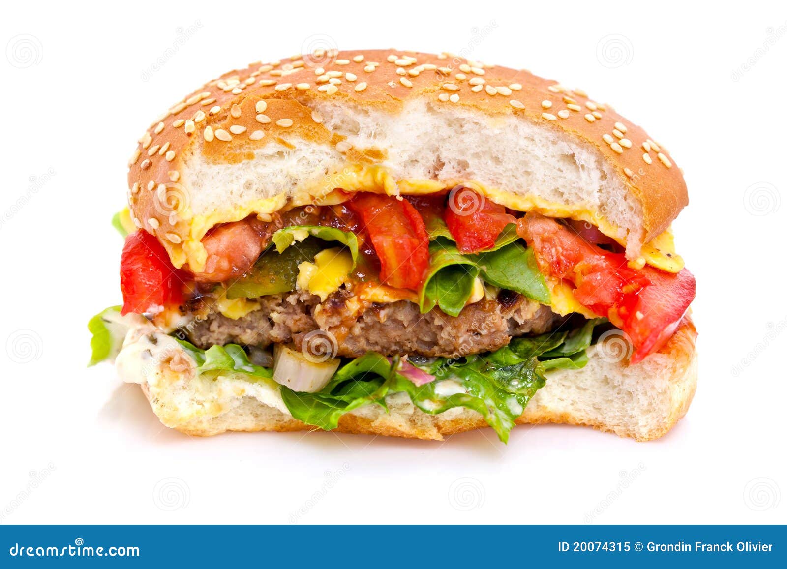 Hamburger half eaten stock image. Image of beef, detailed - 20074315