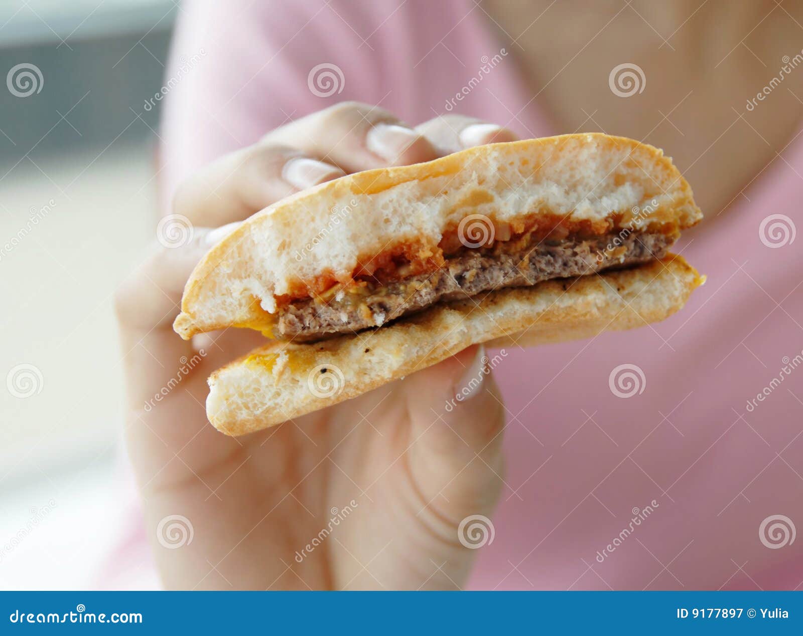 Hamburger in hand stock image. Image of closeup, meat - 9177897