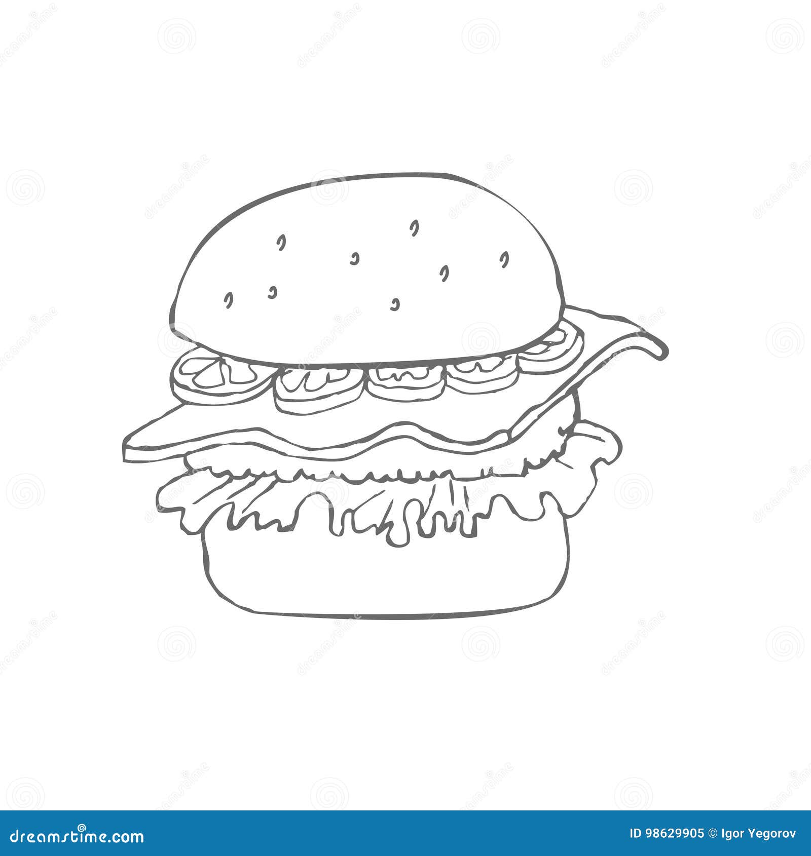 Hamburger Hand Drawn Sketch Stock Vector - Illustration of doodle ...