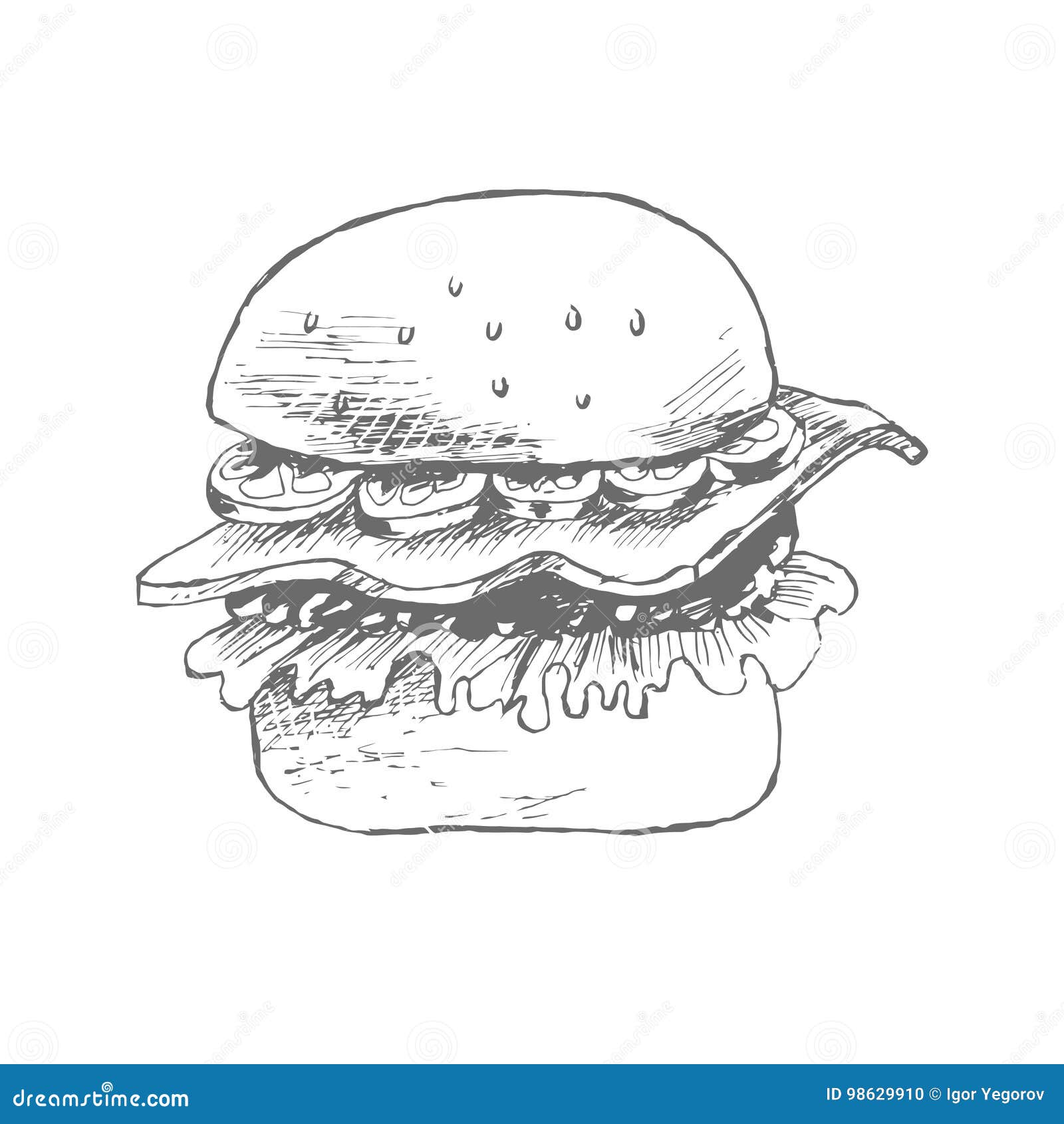 Hamburger Hand Drawn Sketch Stock Vector - Illustration of graphic ...
