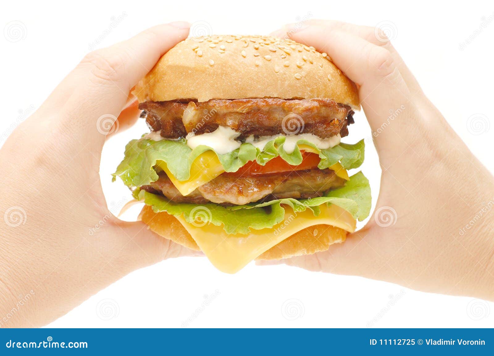 Hamburger in hands stock image. Image of horizontal, meat - 11112725