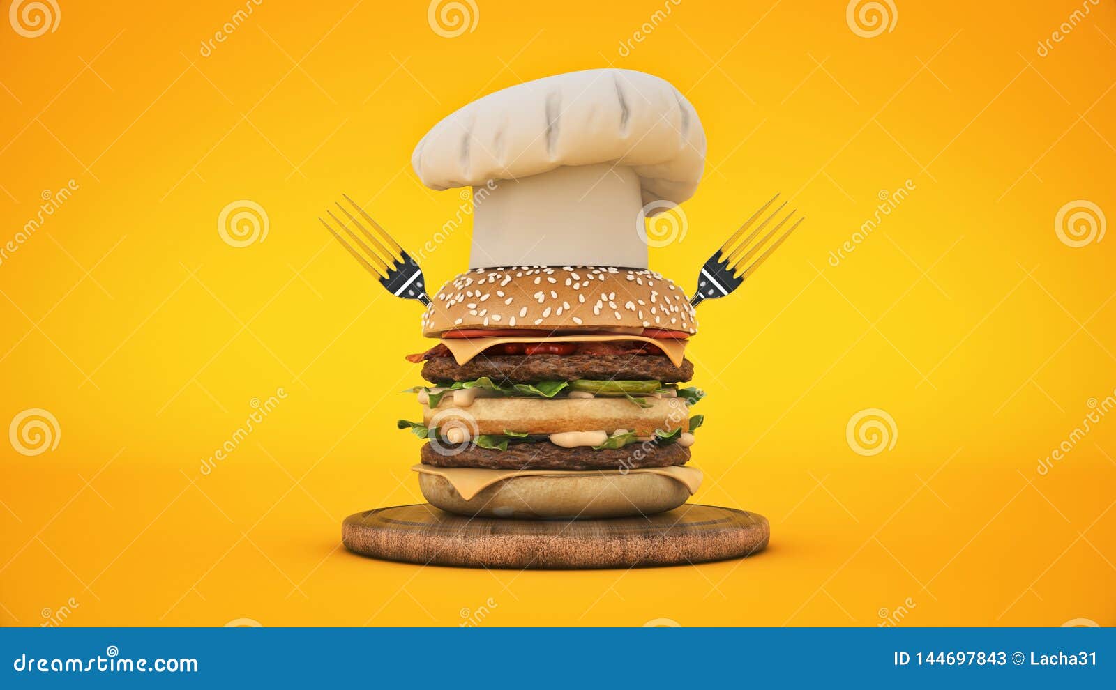 Hamburger with hat chef . stock illustration. Illustration of cheese ...