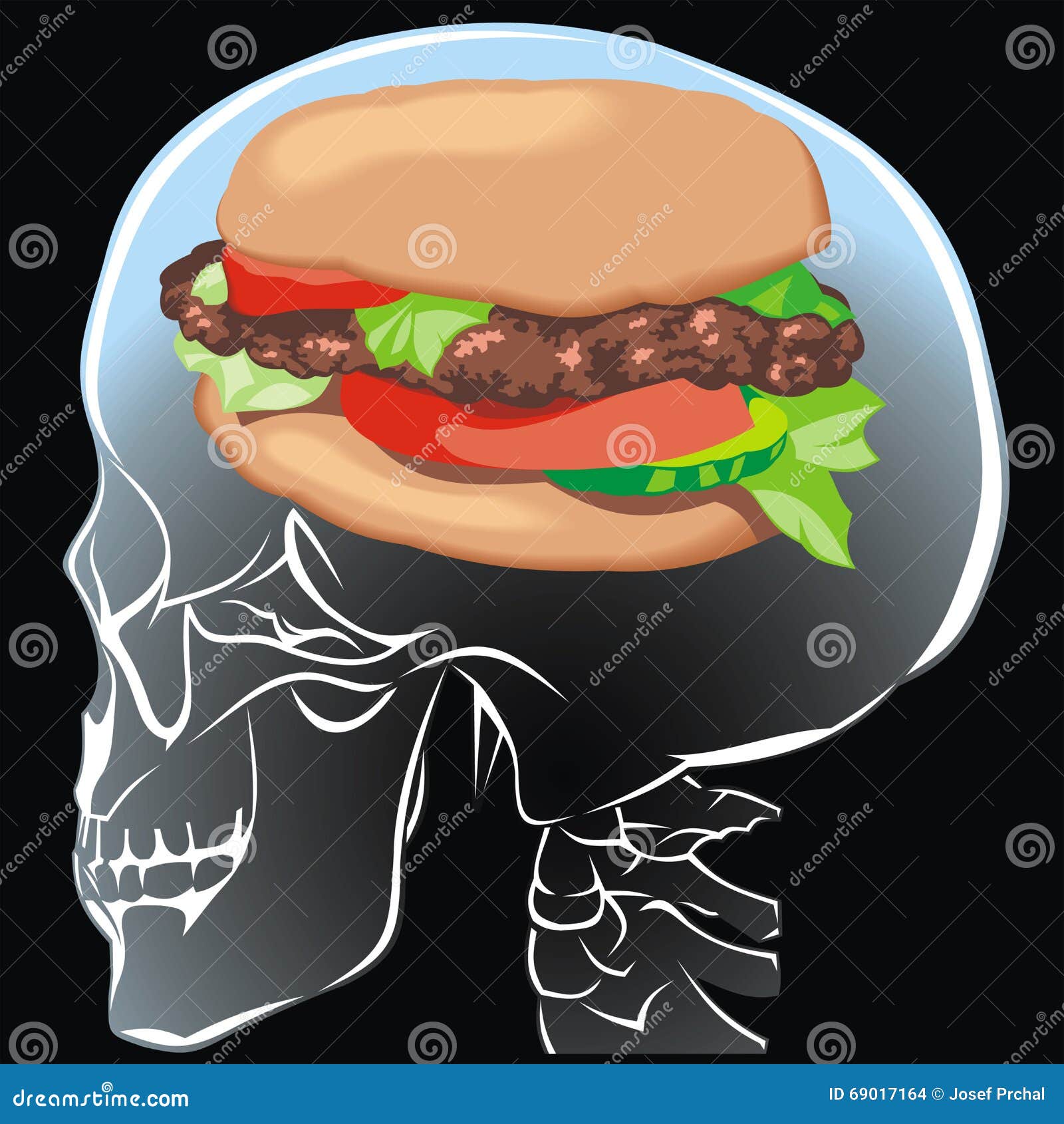 Skull Burger, Fries Vector Illustration Vector Illustration ...