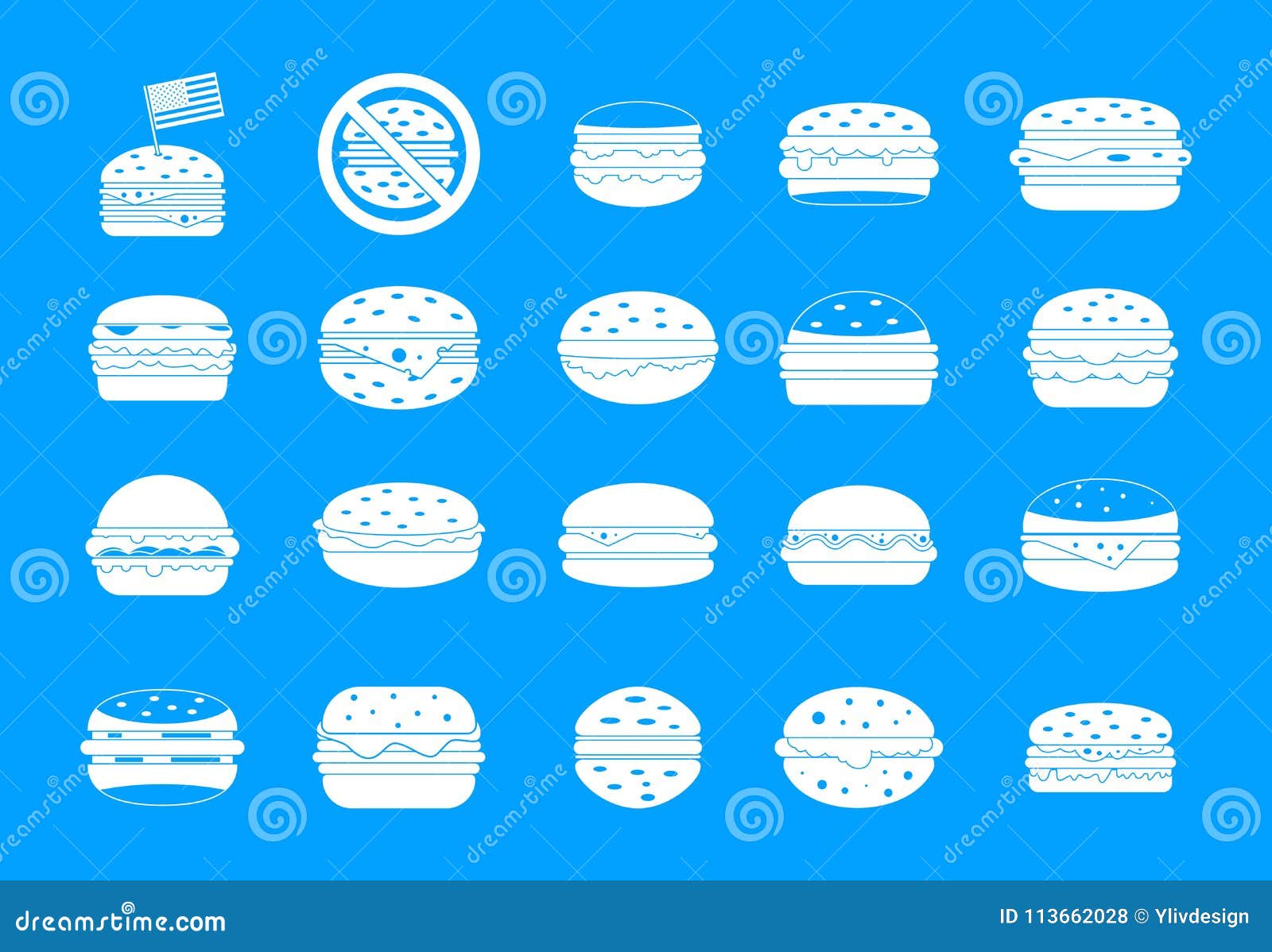 Hamburger Icon Blue Set Vector Stock Vector - Illustration of ...