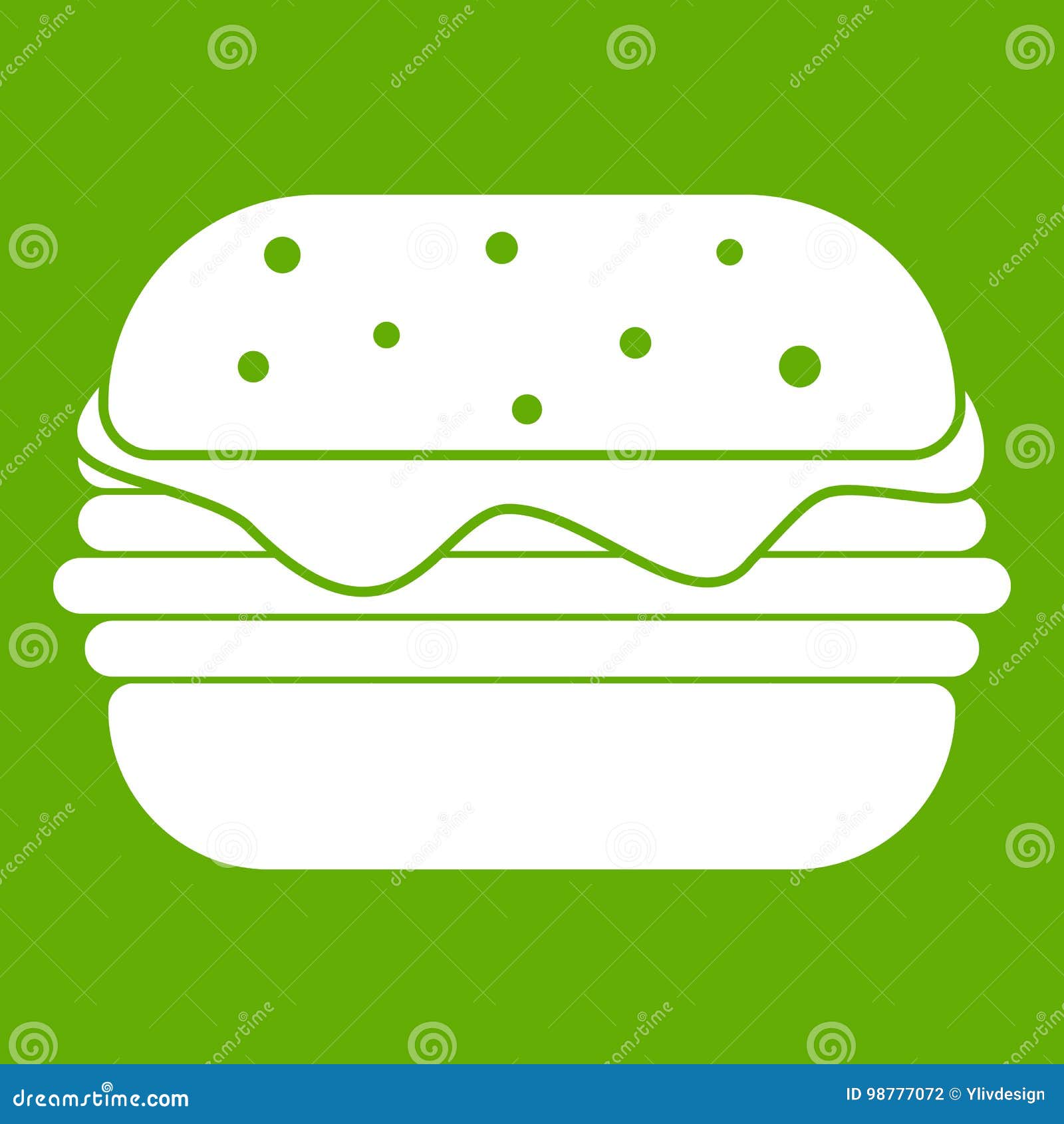 Hamburger icon green stock vector. Illustration of gourmet - 98777072