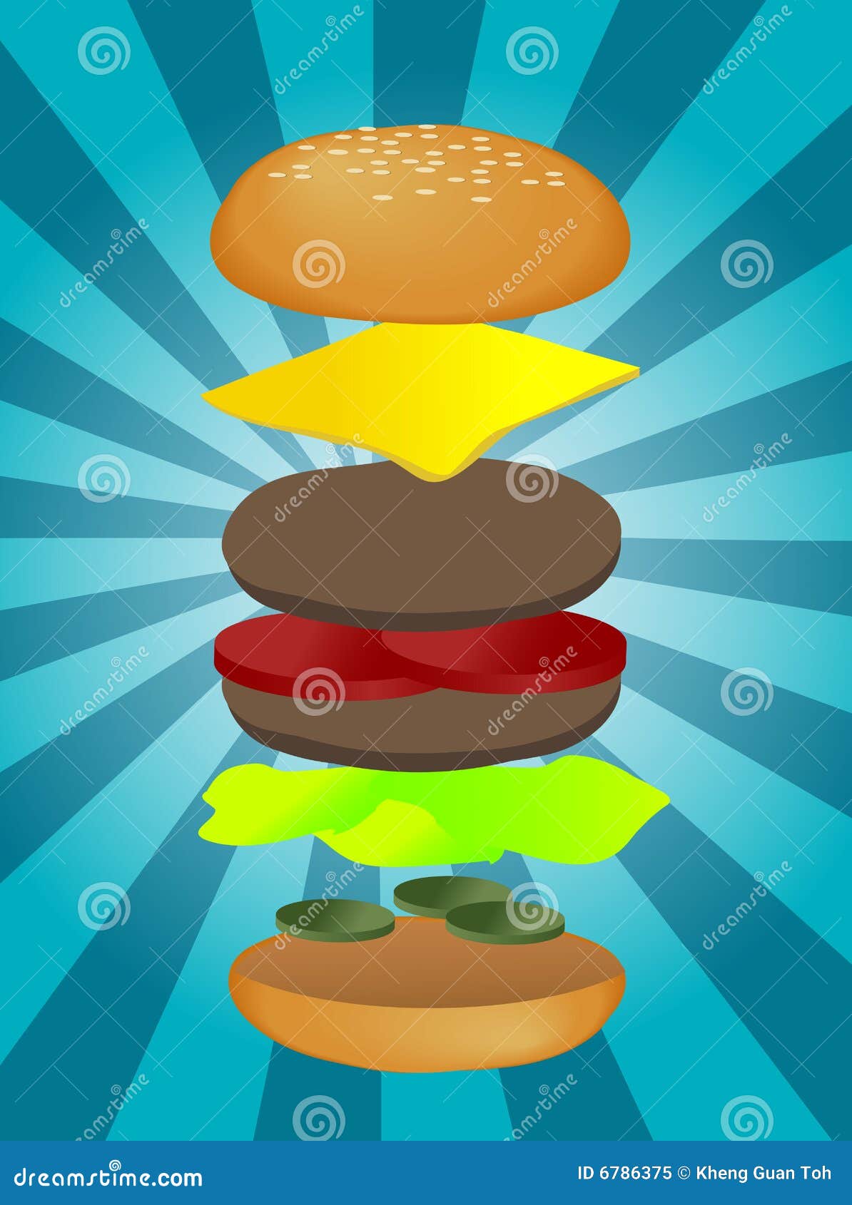 Hamburger Cross-section With Cheese, Sauce And Bacon A Black Background ...