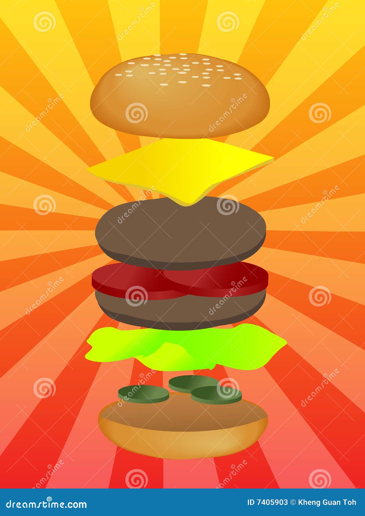 Hamburger Breakdown Cartoon Vector | CartoonDealer.com #2551821