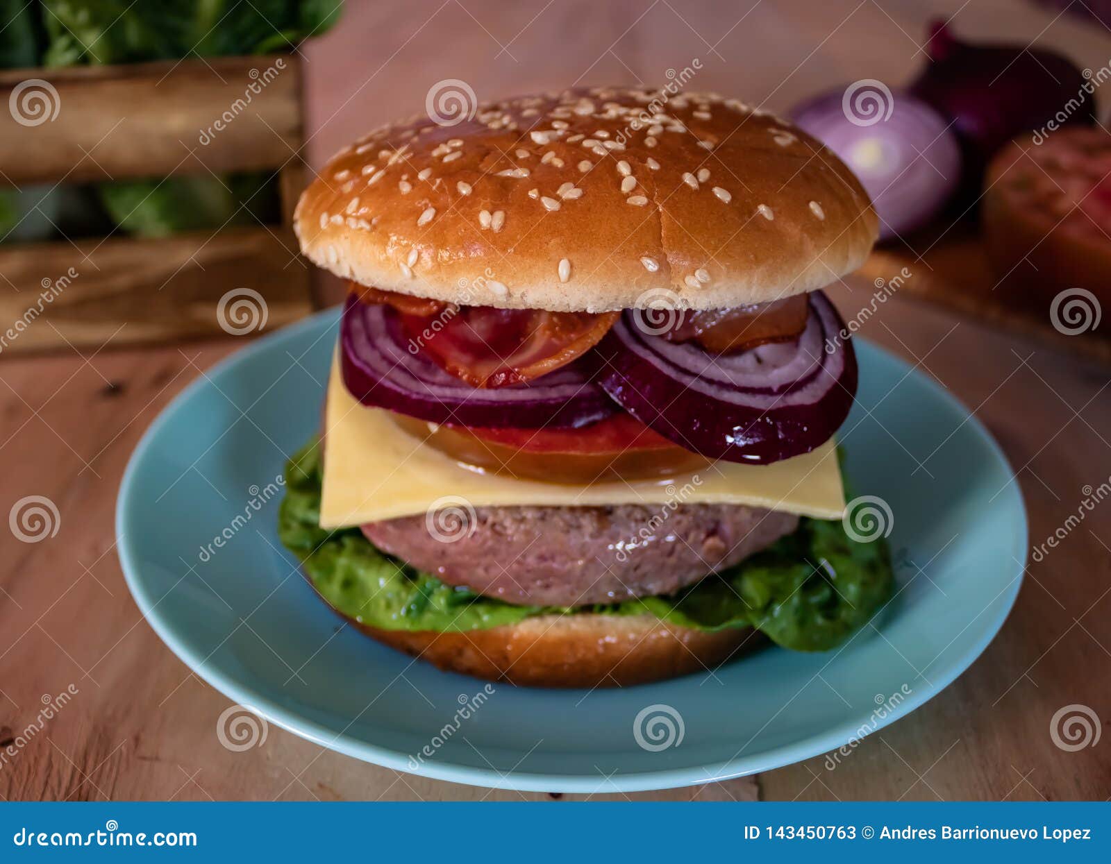 Hamburger and Ingredients in Composition Stock Image - Image of meat ...
