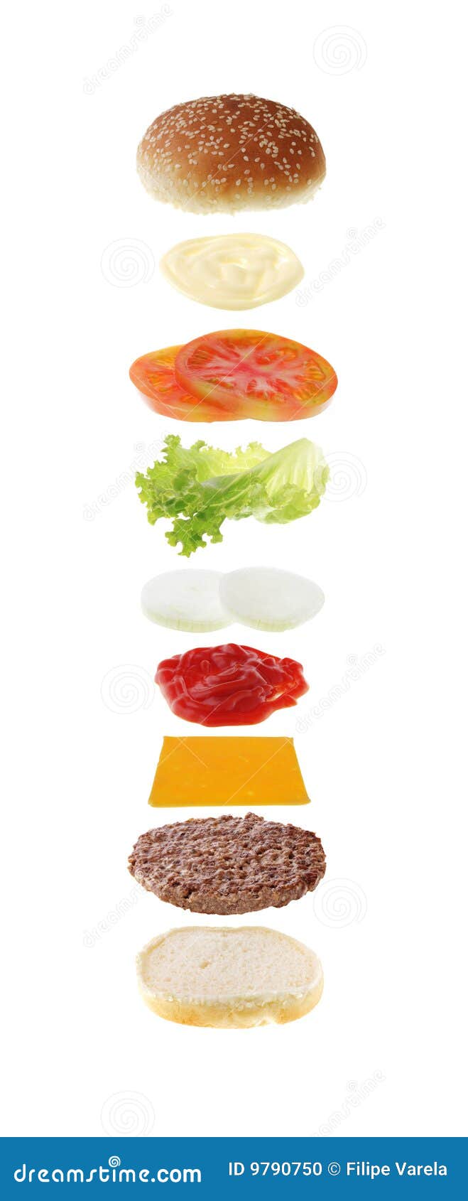 Hamburger Ingredients Isolated Stock Photo - Image of cooking, golden ...