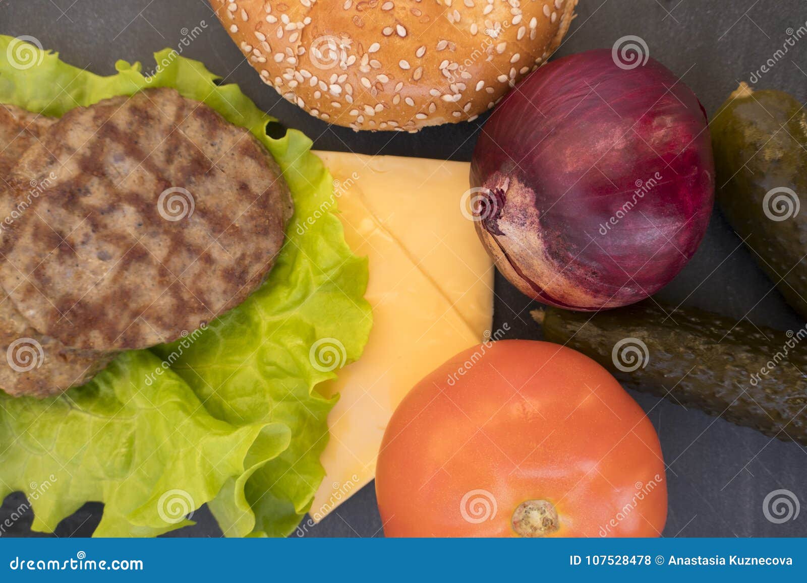 Hamburger stock photo. Image of ingredients, cutlets - 107528478