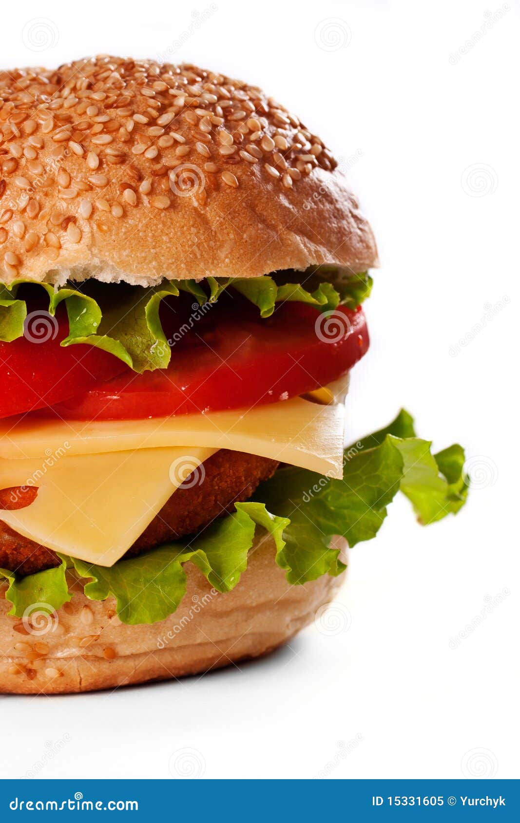 Hamburger Isolated on White Stock Image - Image of closeup, large: 15331605