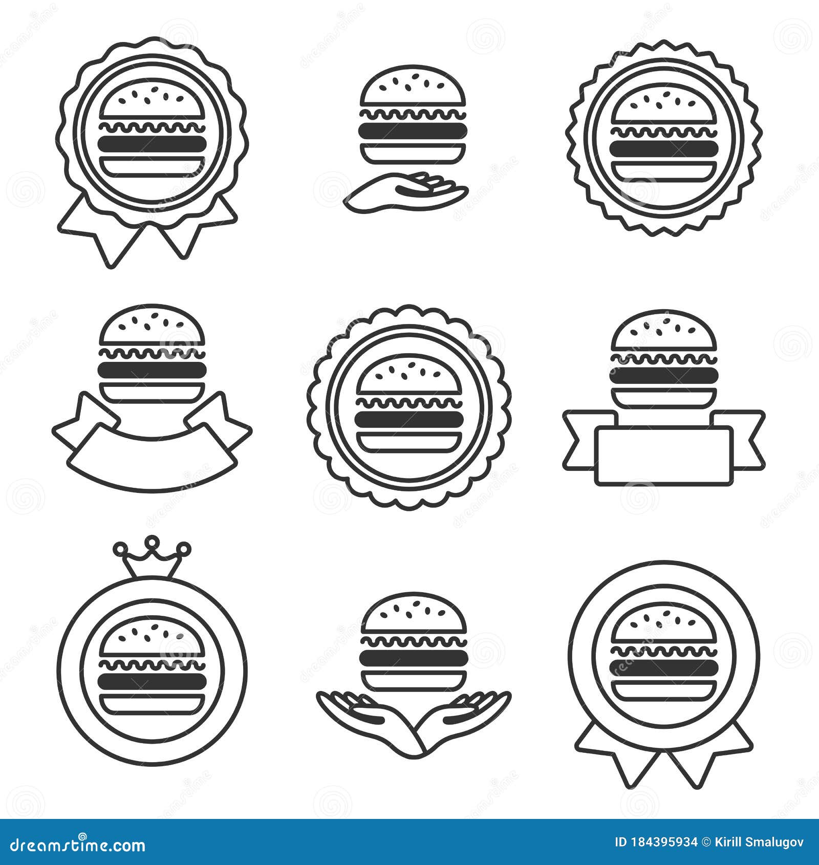 Hamburger Labels and Elements Set. Collection Hamburger Icons Stock ...
