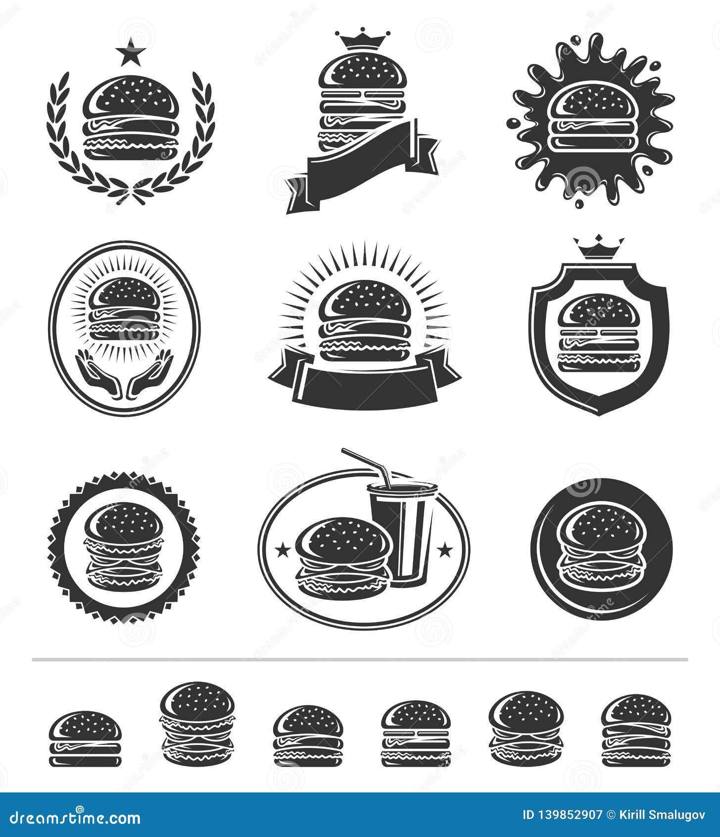 Hamburger Labels and Elements Set. Vector Stock Vector - Illustration ...