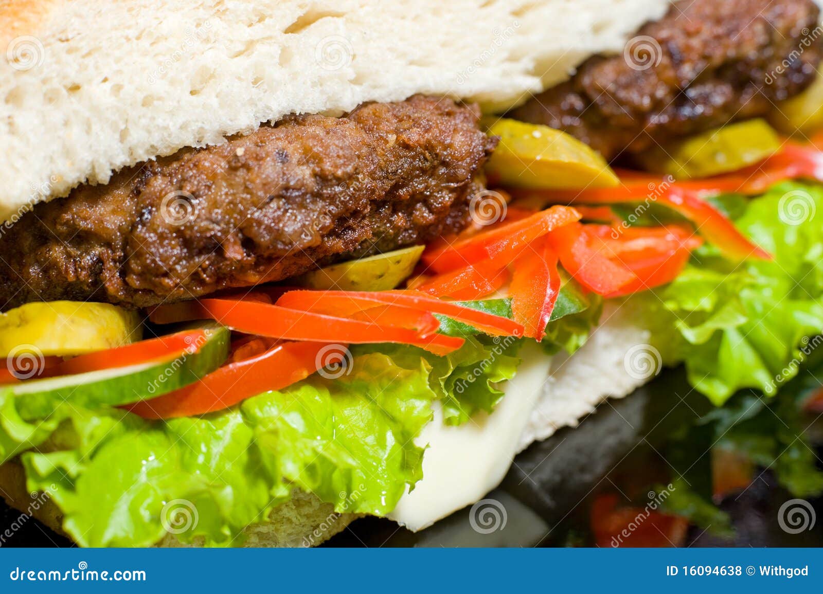 Hamburger, macro stock photo. Image of hamburger, tomato - 16094638
