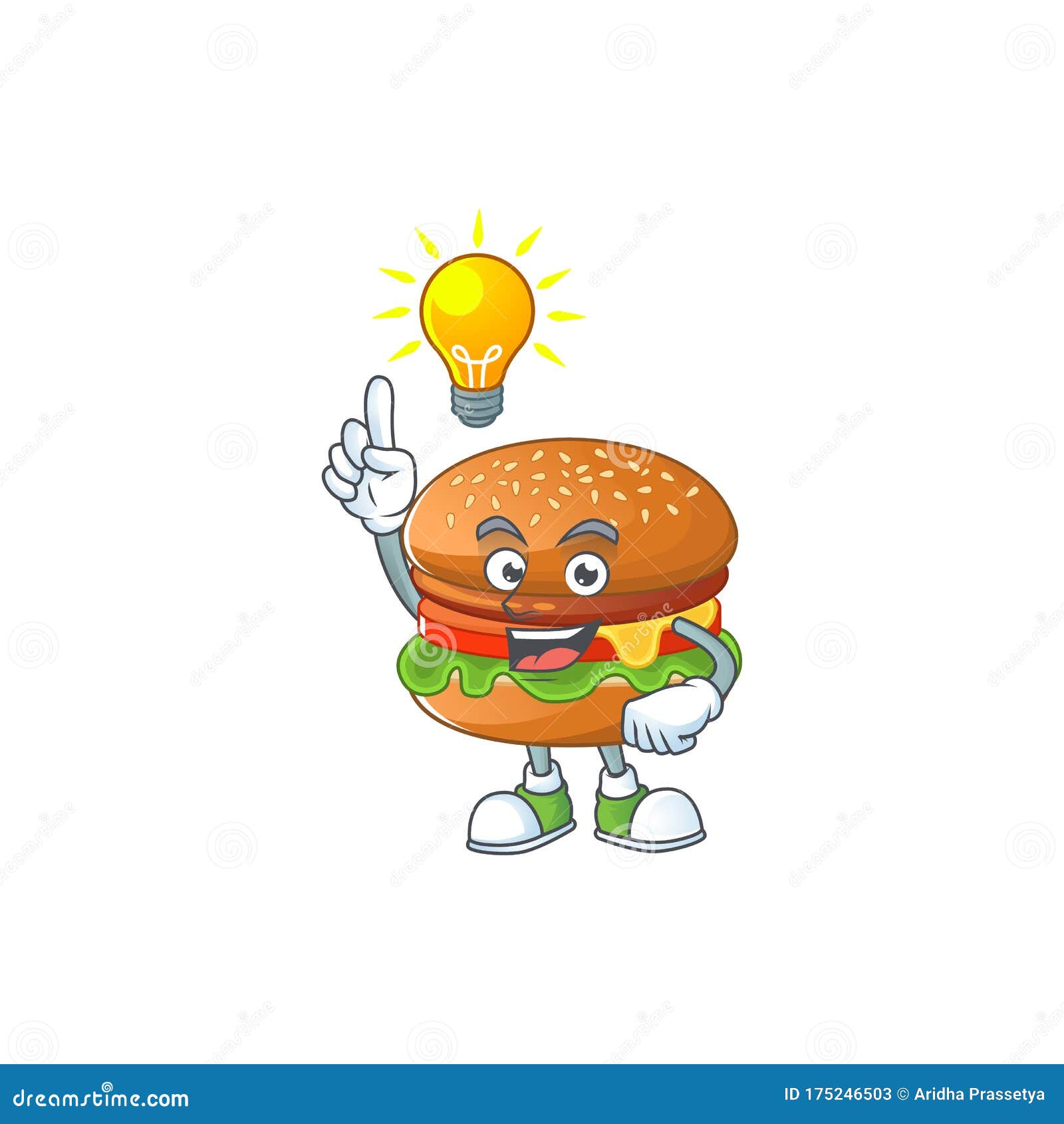 Hamburger Mascot Character Design with Have an Idea Cute Gesture Stock ...