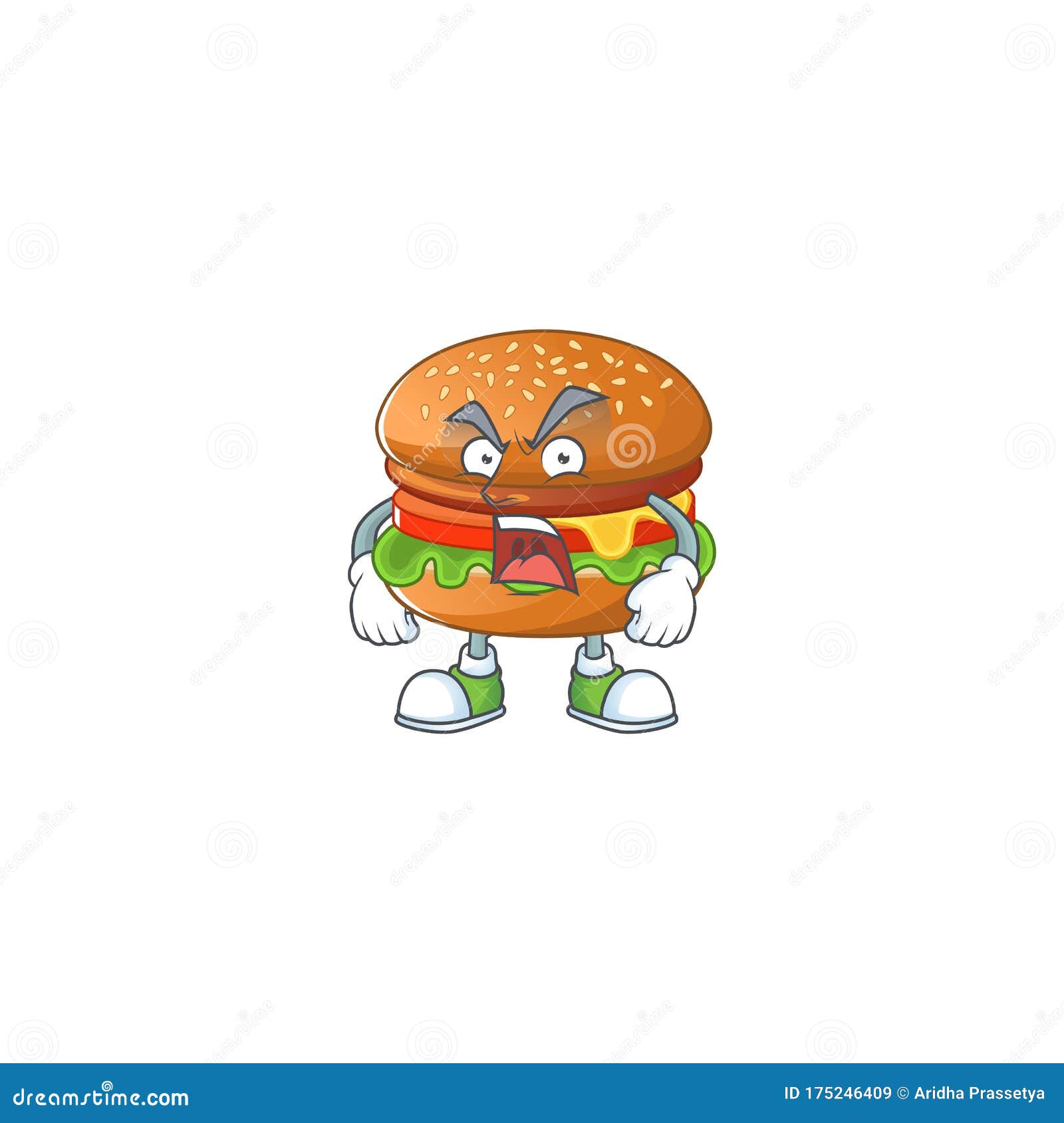 Hamburger Mascot Design Concept Showing Angry Face Stock Vector ...