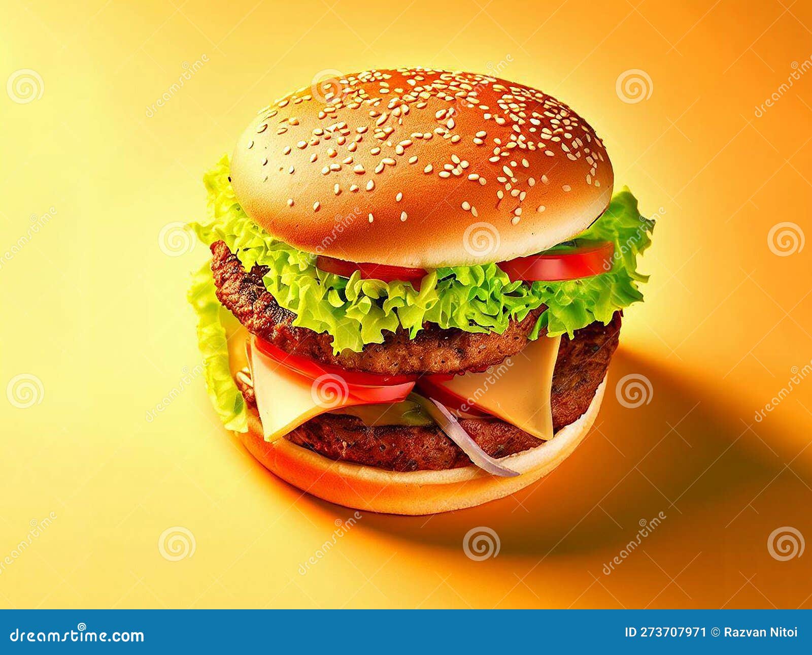 Hamburger Rendered in Icon Style Isometric on Colorful Background Stock ...