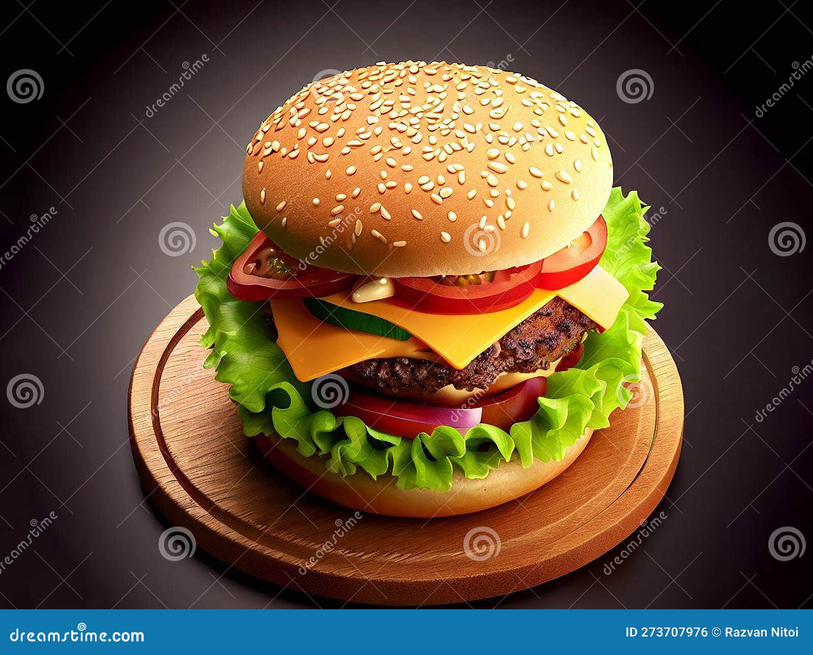 Hamburger Rendered in Icon Style Isometric on Colorful Background Stock ...