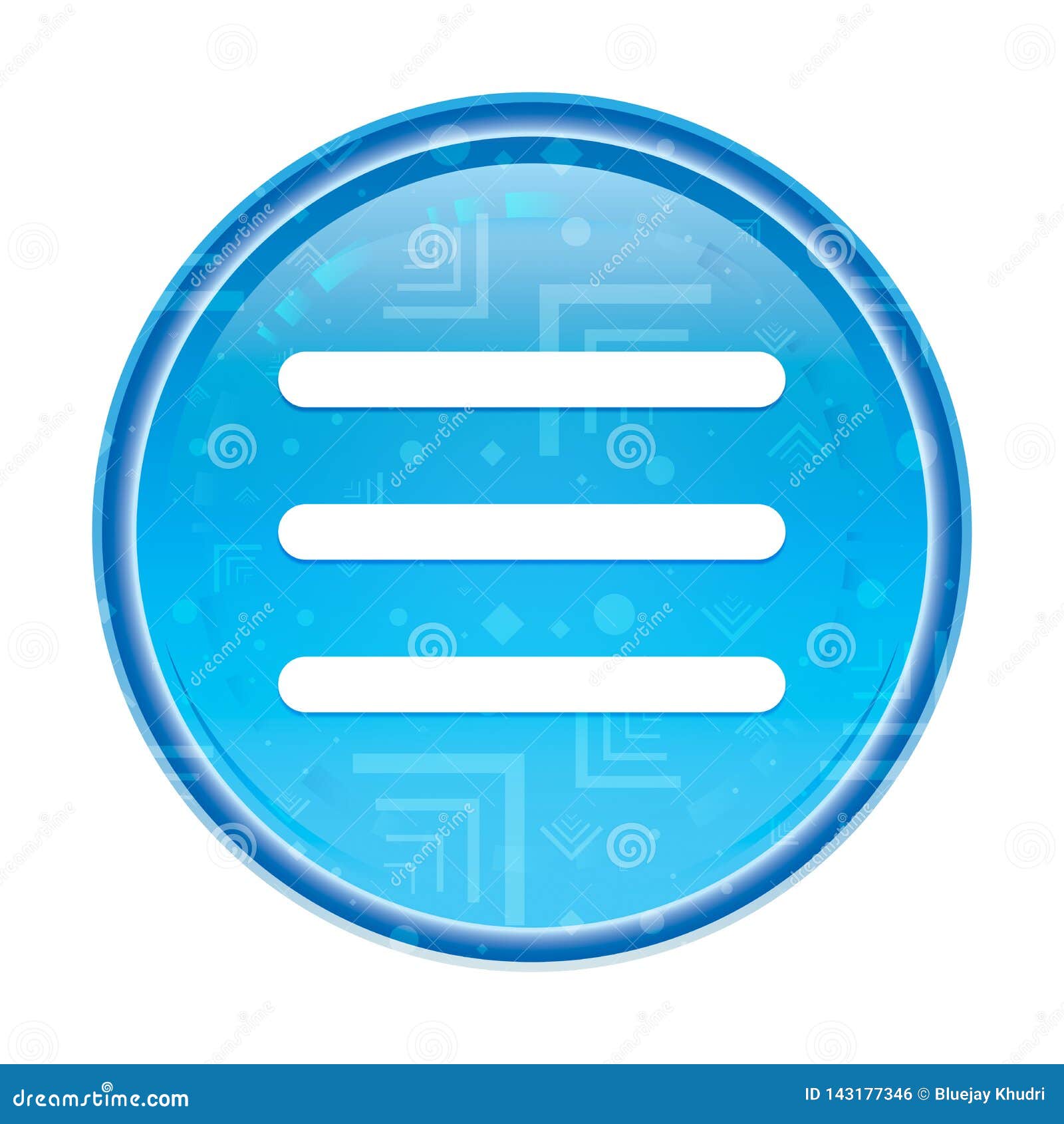 Hamburger Menu Bar Icon Floral Blue Round Button Stock Illustration ...