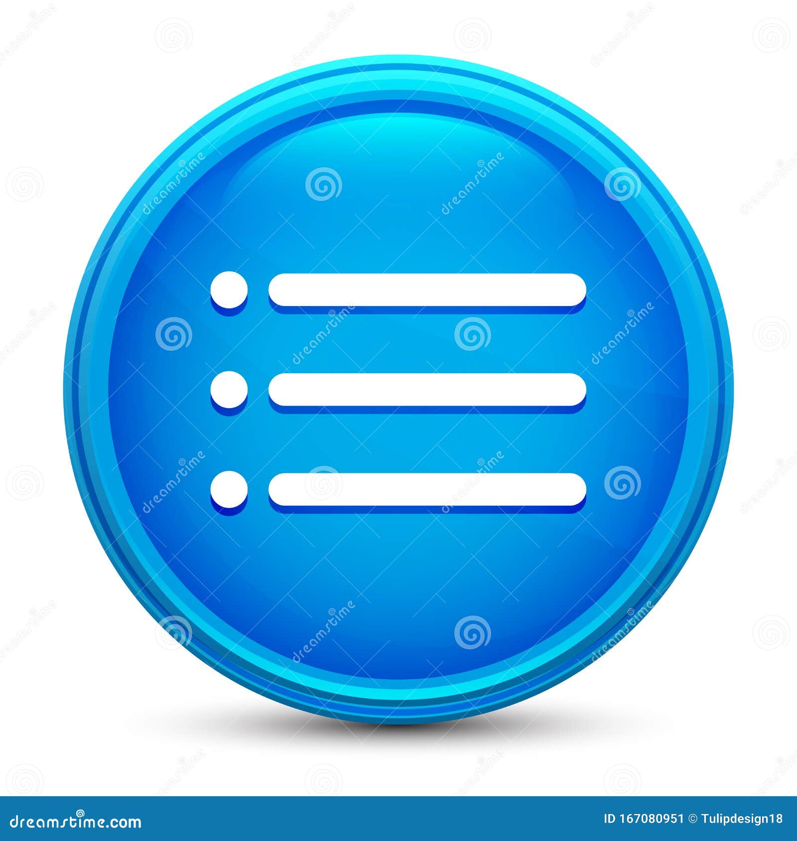 Hamburger Menu Bar Icon Glass Shiny Blue Round Button Isolated Design ...