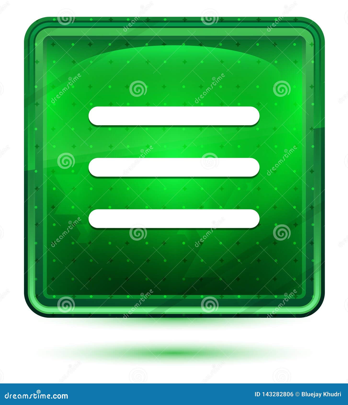 Hamburger Menu Bar Icon Neon Light Green Square Button Stock ...