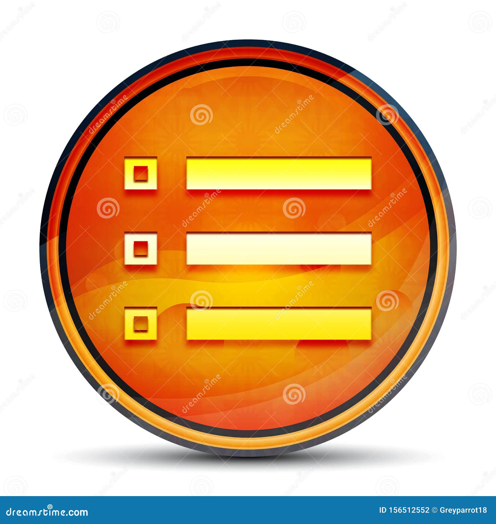 Hamburger Menu Bar Icon Shiny Bright Orange Round Button Illustration ...