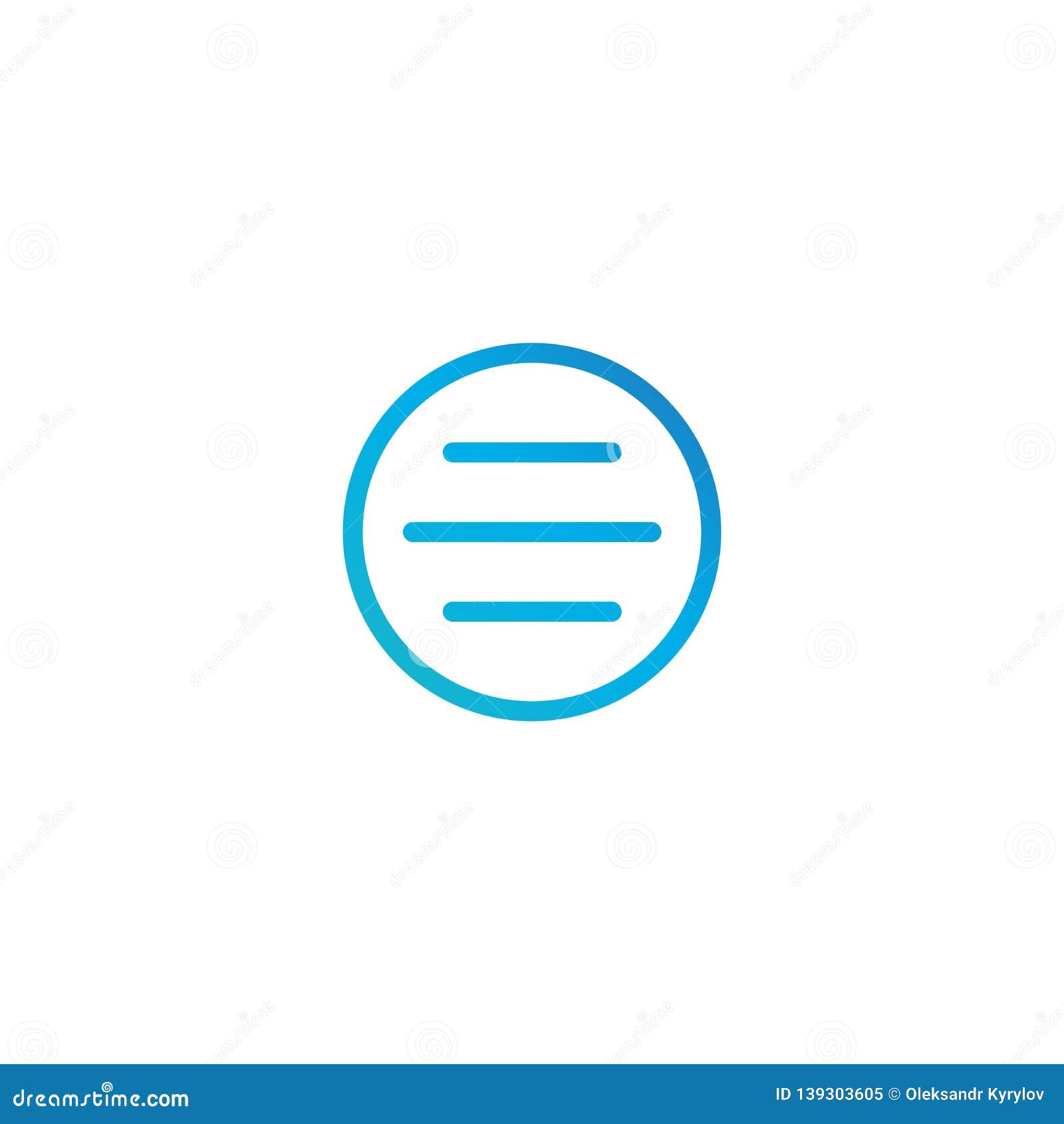 Hamburger Menu Circle Icon or Button for Web, Vector Illustration ...
