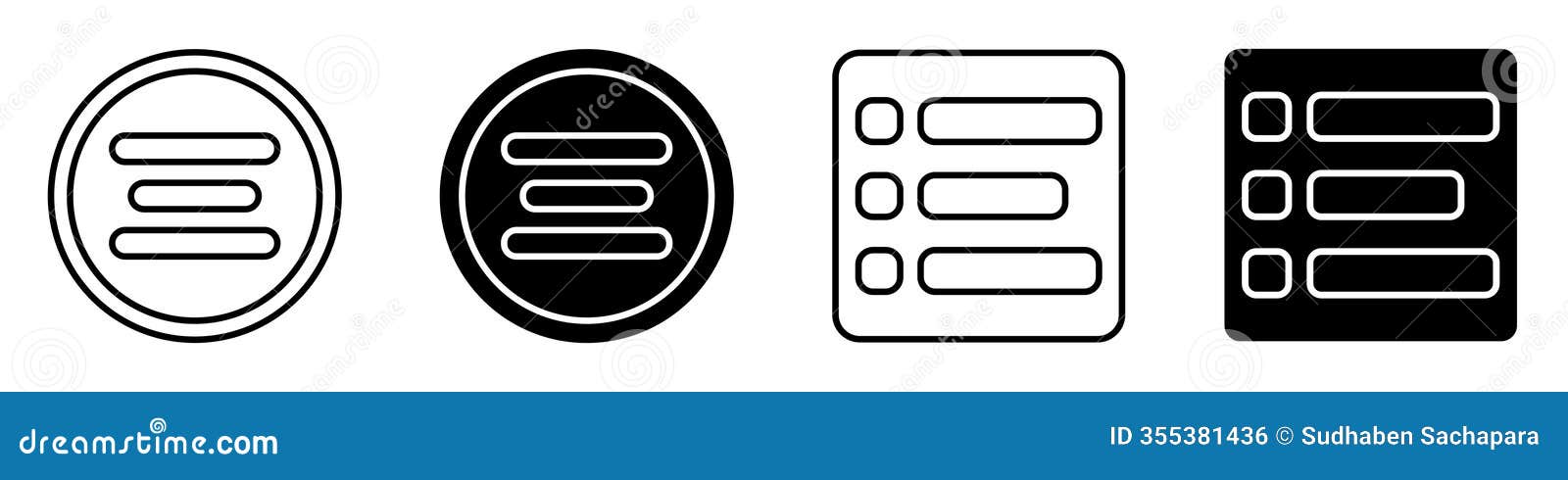 Hamburger Menu Vector Icons. Buttons For Website Navigation. App Menu ...