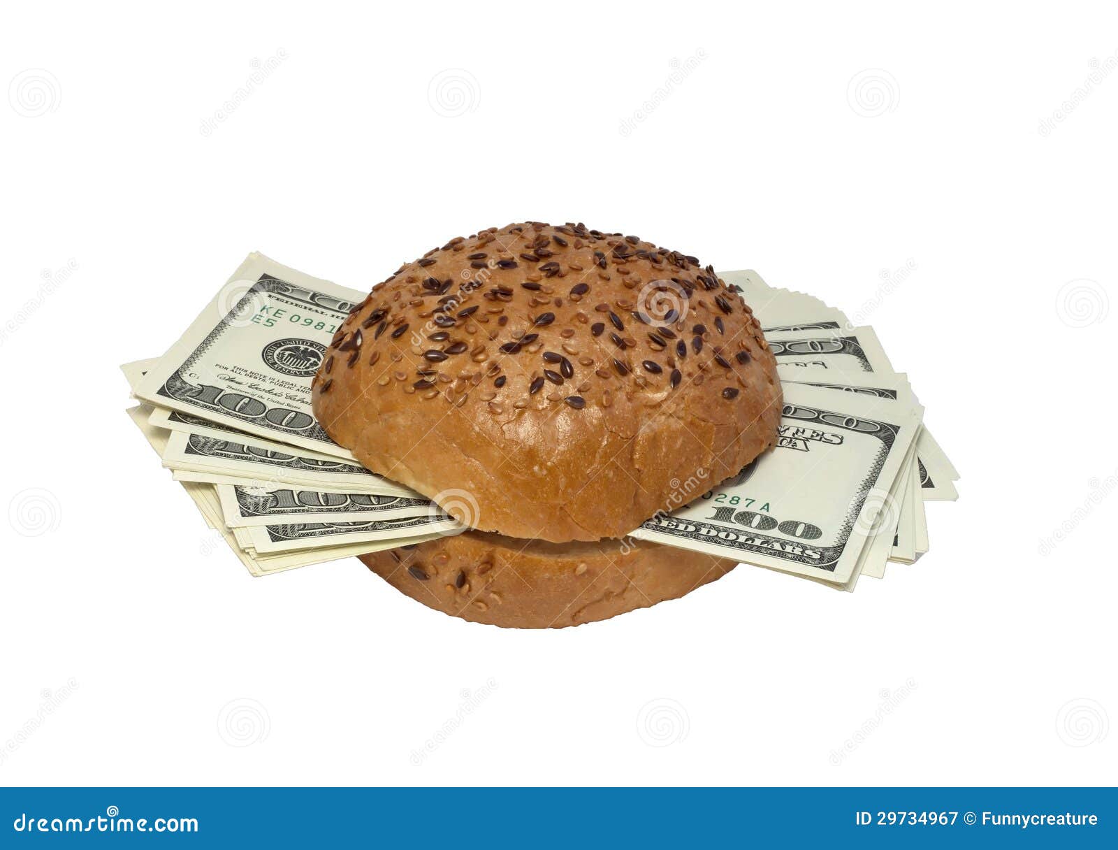 Hamburger with dollars stock image. Image of american - 29734967