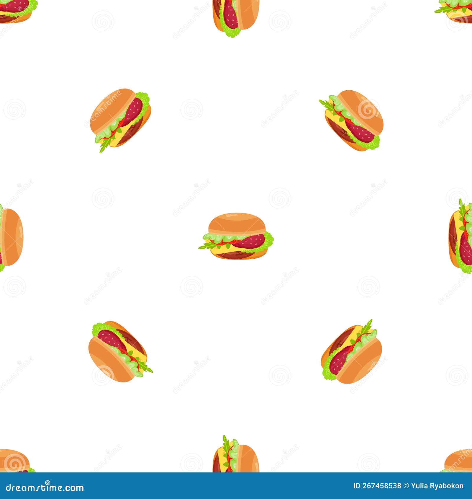 Hamburger Pattern Seamless Vector Stock Vector - Illustration of food ...