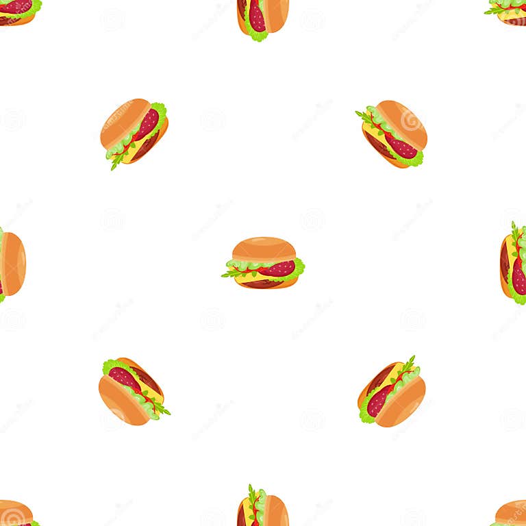 Hamburger Pattern Seamless Vector Stock Vector - Illustration of food ...