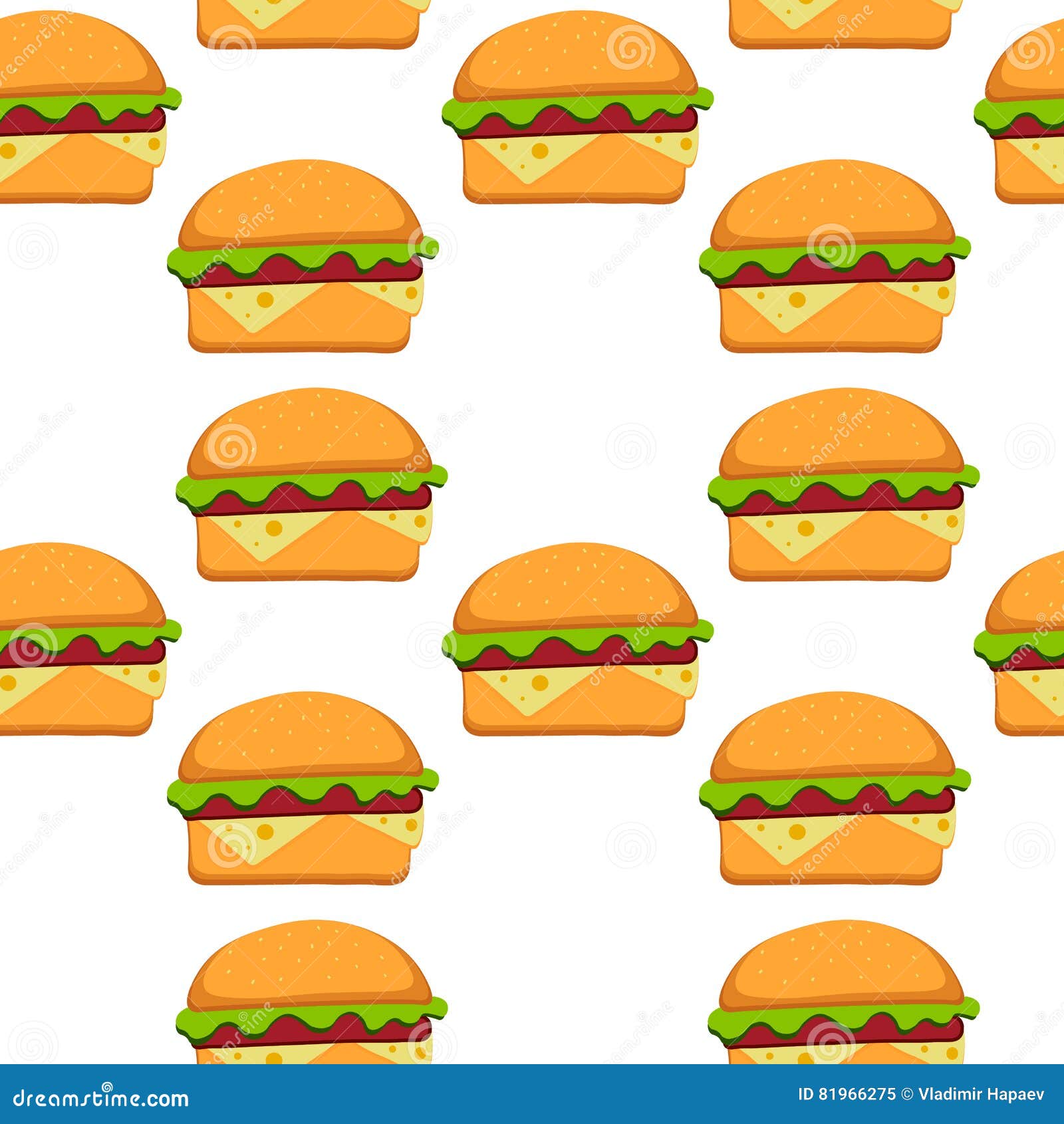 Hamburger Pattern Vector Illustration in Flat Style Stock Vector ...