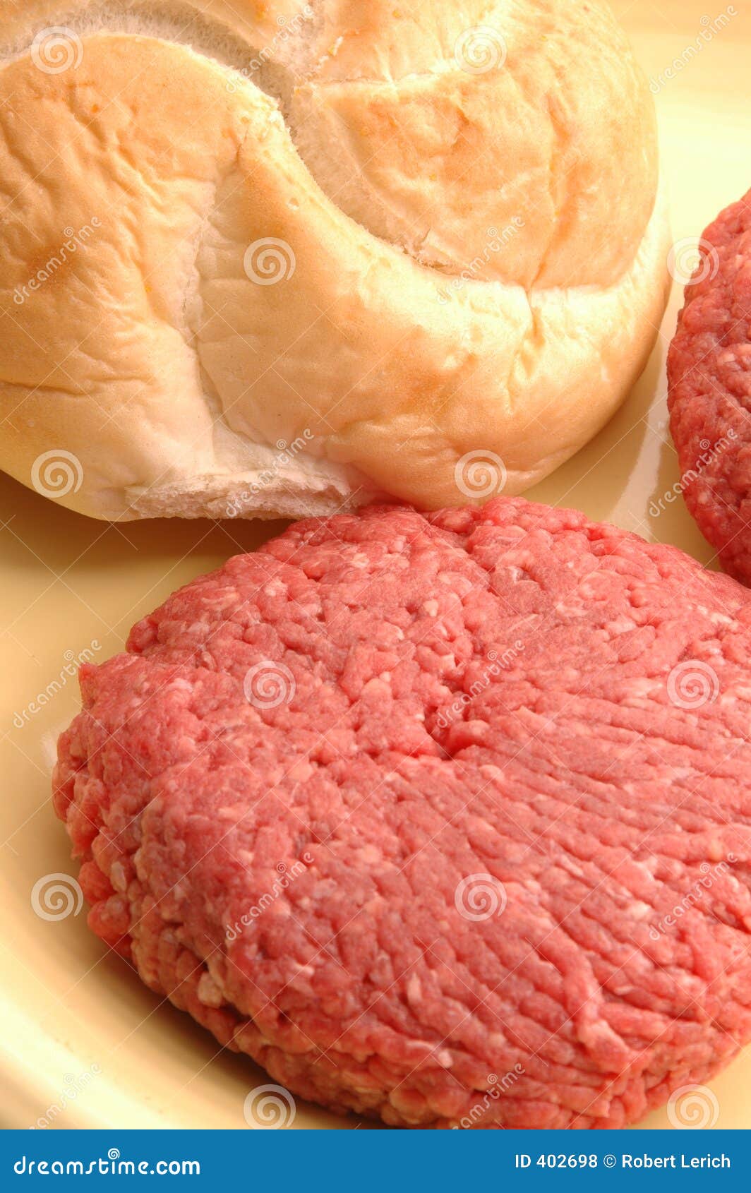 Hamburger patties with bun stock photo. Image of sirloin - 402698