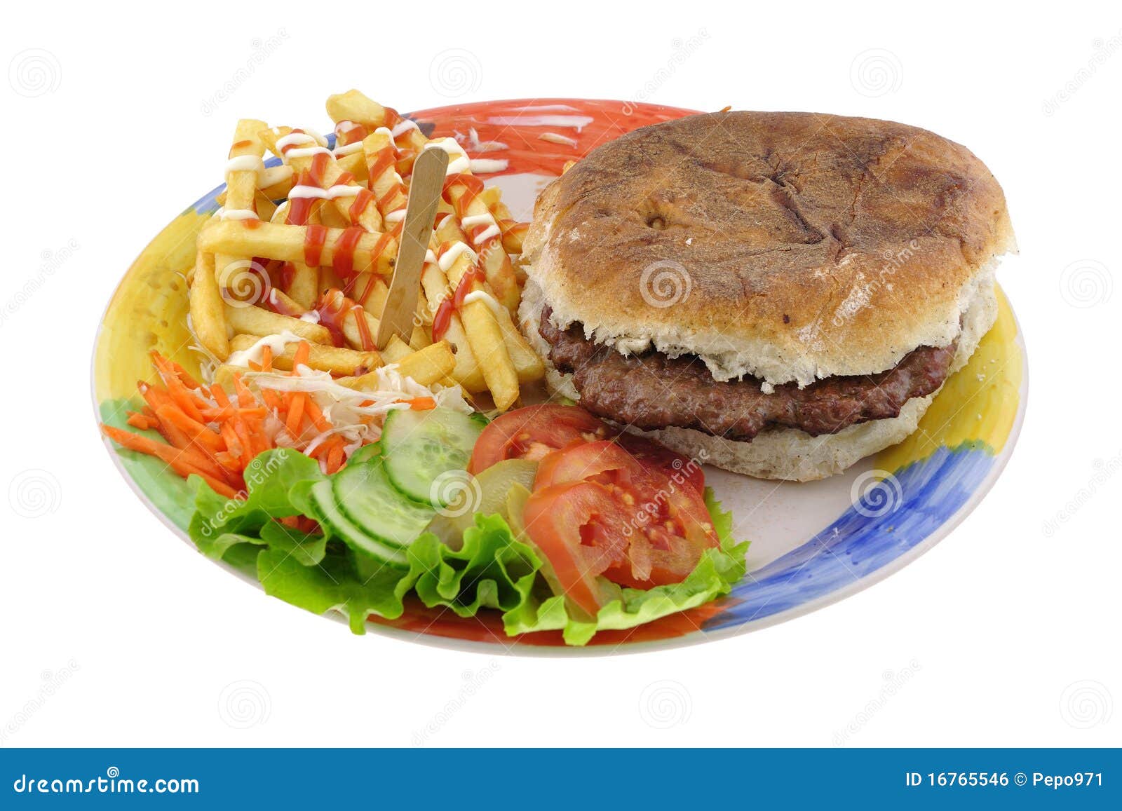 Hamburger on plate stock photo. Image of salt, fast, bread - 16765546