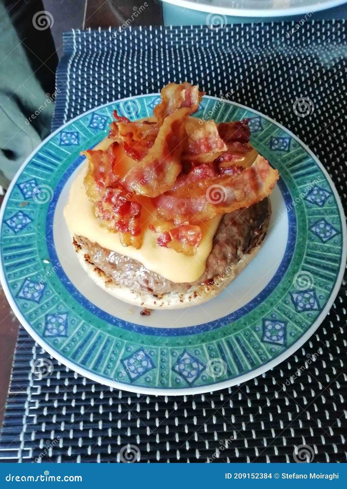 Hamburger in plate stock photo. Image of dairy, fruit - 209152384