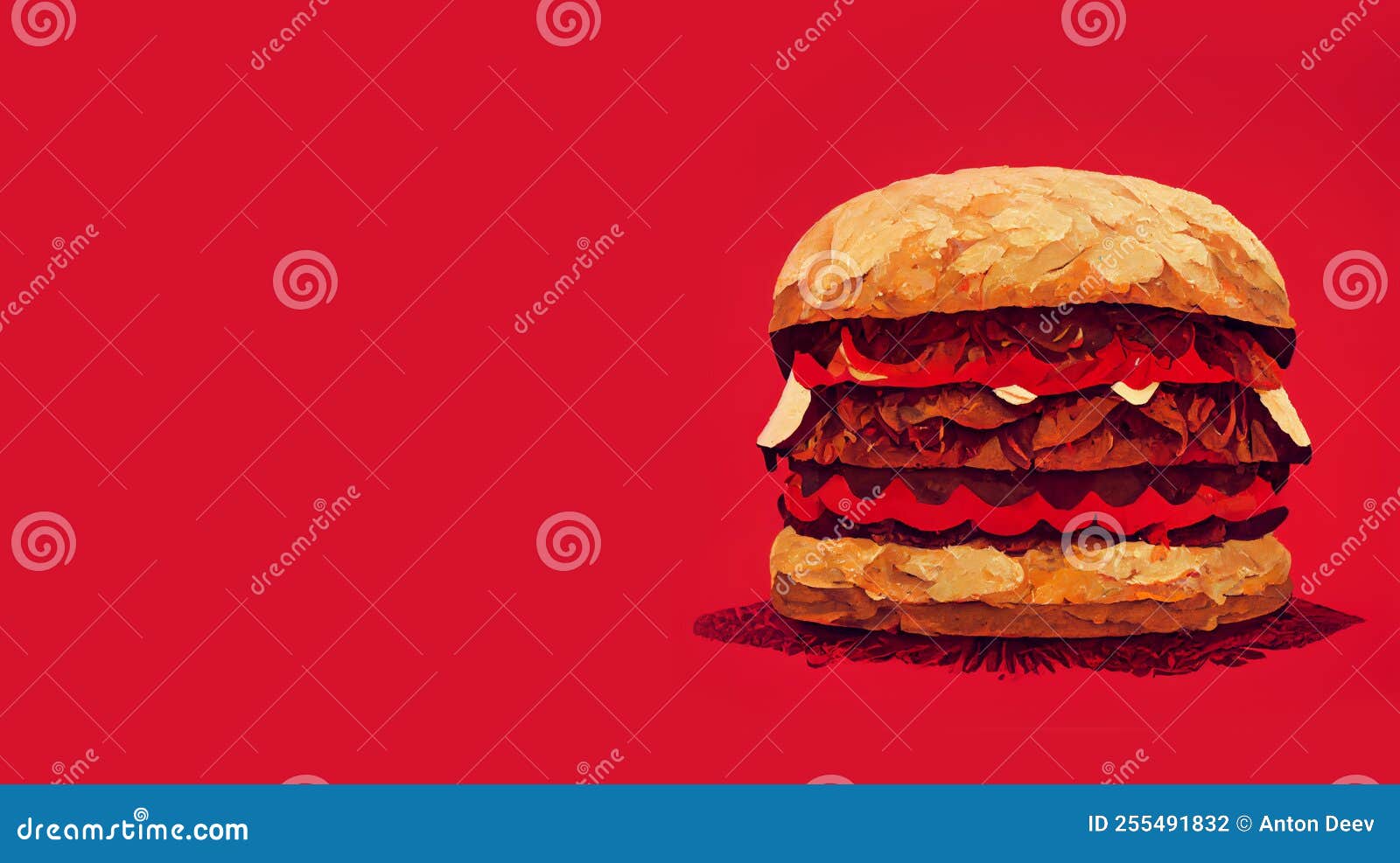 Hamburger on Red Background. Delicious Burger. Stock Photo - Image of ...