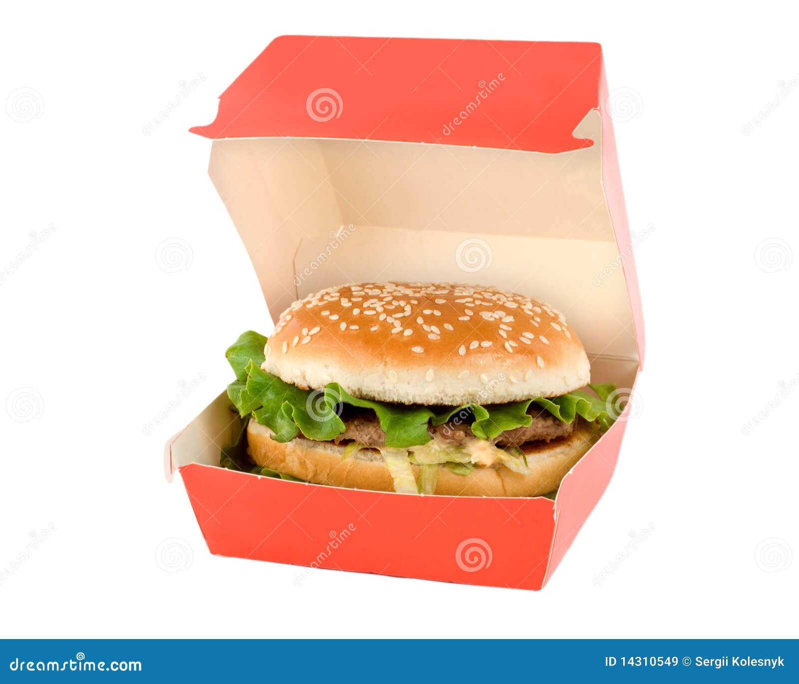 Hamburger in the red box stock image. Image of burger - 14310549