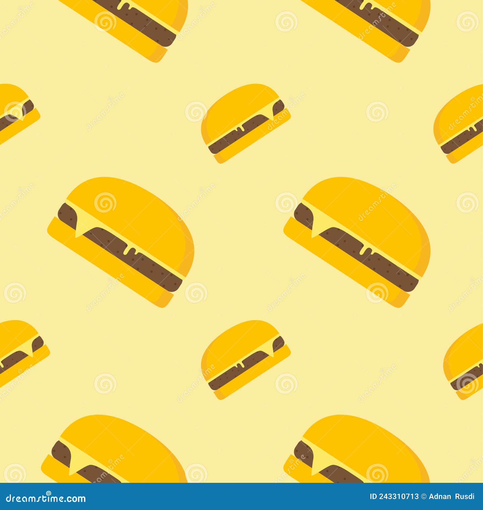 Hamburger Seamless Patten Flat Design Vector Illustration. Fast Food ...