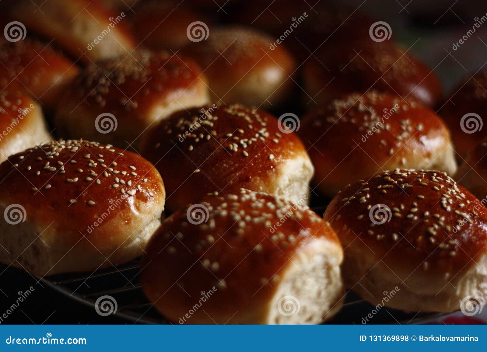 Hamburger Sesame Buns stock photo. Image of lunch, cuisine - 131369898