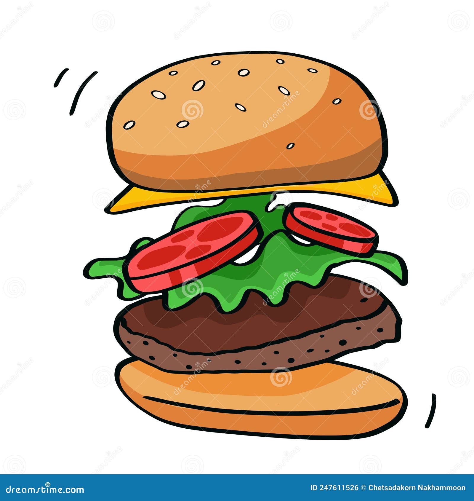Hamburger in Simple Drawing Isolated on White. Stock Illustration ...