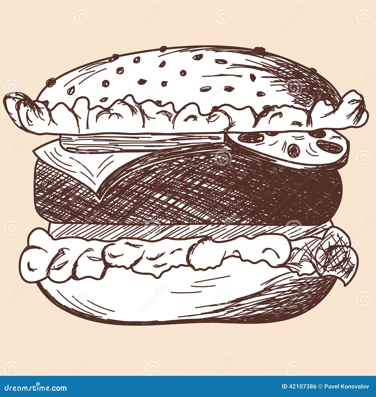 Hamburger sketch stock vector. Illustration of doodle - 42107386