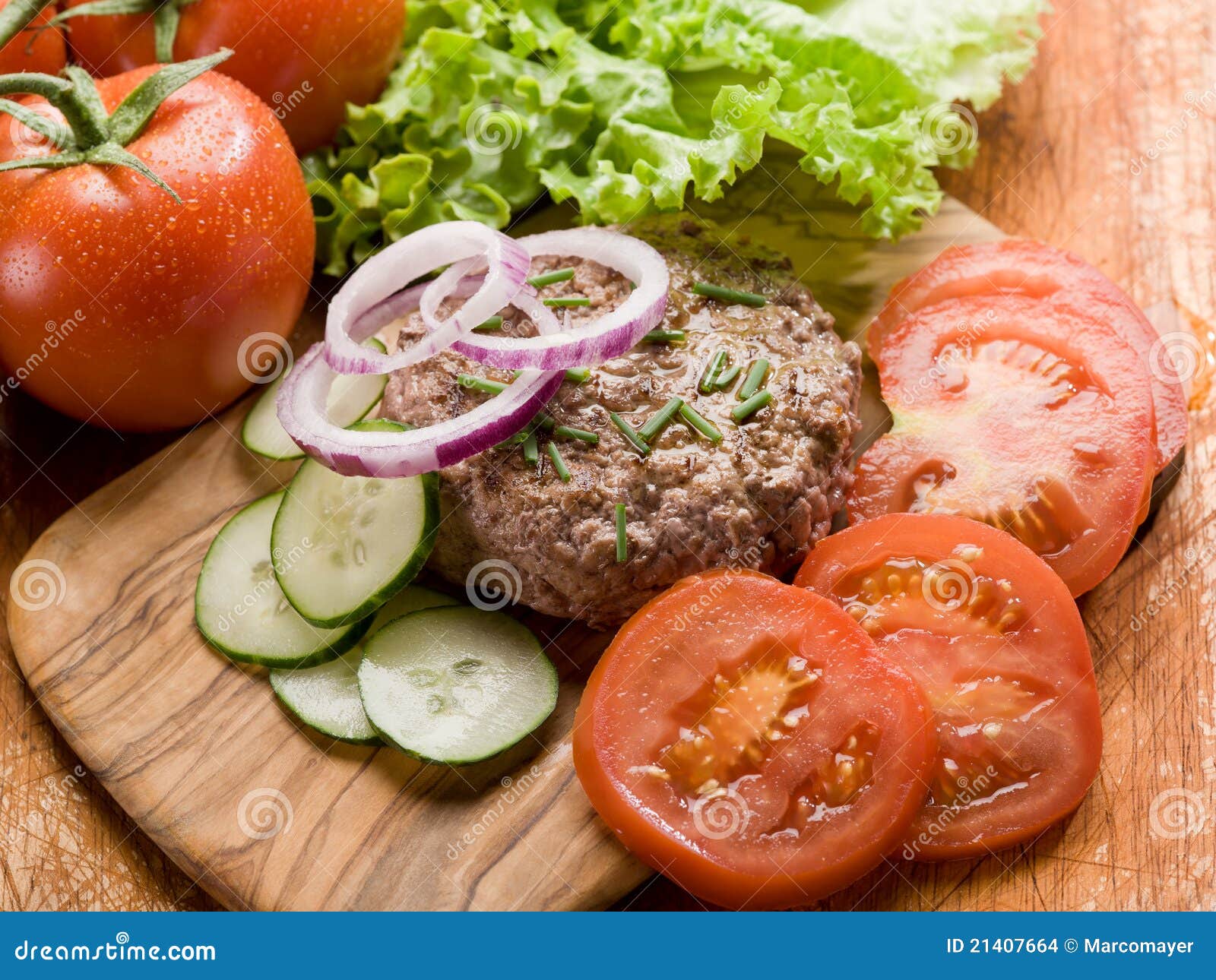 Hamburger with Slice Vegetables Stock Photo - Image of classic, meal ...