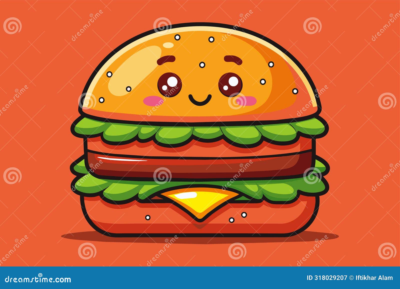 A Hamburger with a Smile on Its Face, Showcasing a Customizable Cartoon ...